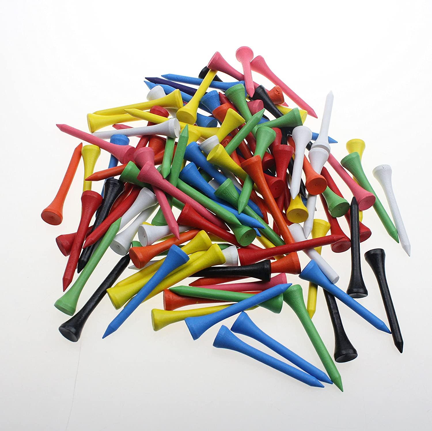 Crestgolf Professional 2 1/8 Deluxe Wood Golf Tees - 100pcs Mixed Color ...