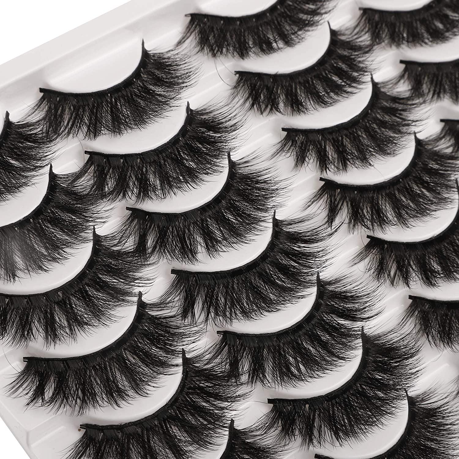 JIMIRE 14 Pairs Mink False Eyelashes - Fluffy 3D Wispy Volume Lashes ...