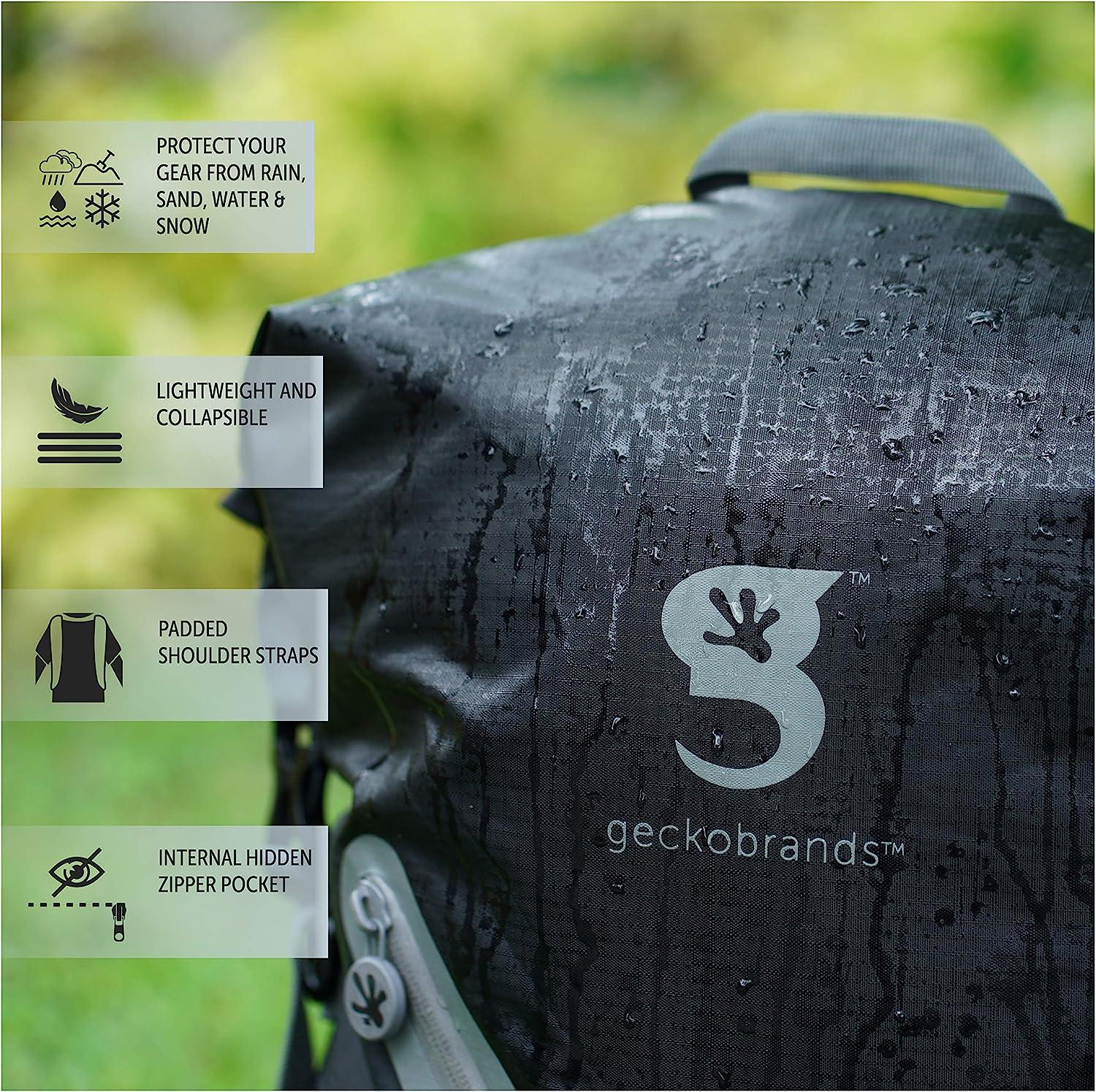 Geckobrands Lightweight 30L Waterproof Backpack Black/Gold - Ideal for ...