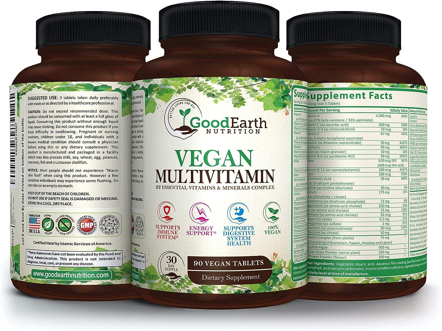 Vegan Multivitamins for Men & Women - Complete Daily Supplement with ...