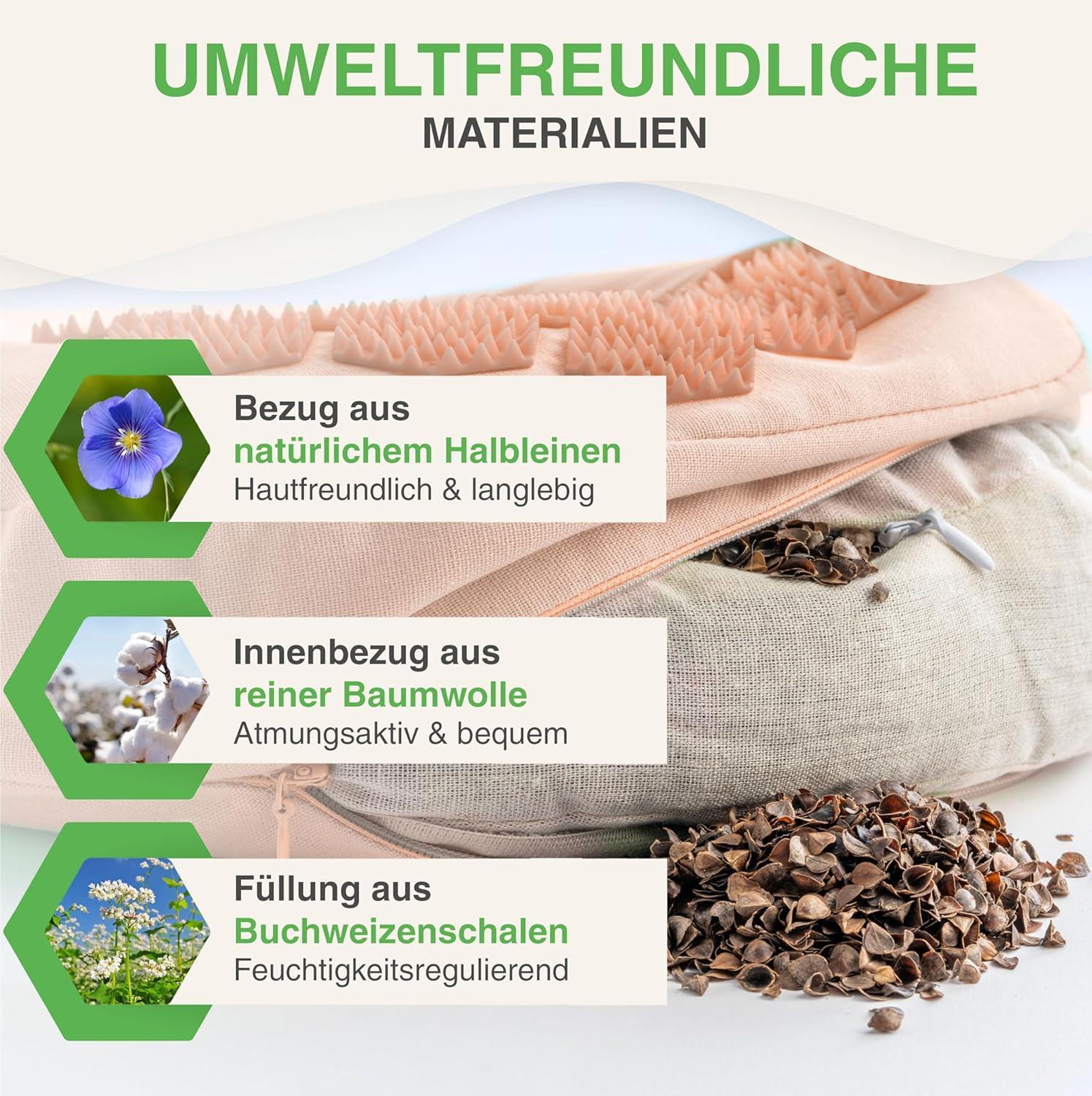 Backlaxx Acupressure Neck Pillow - Flip Function Buckwheat Filling Nude ...