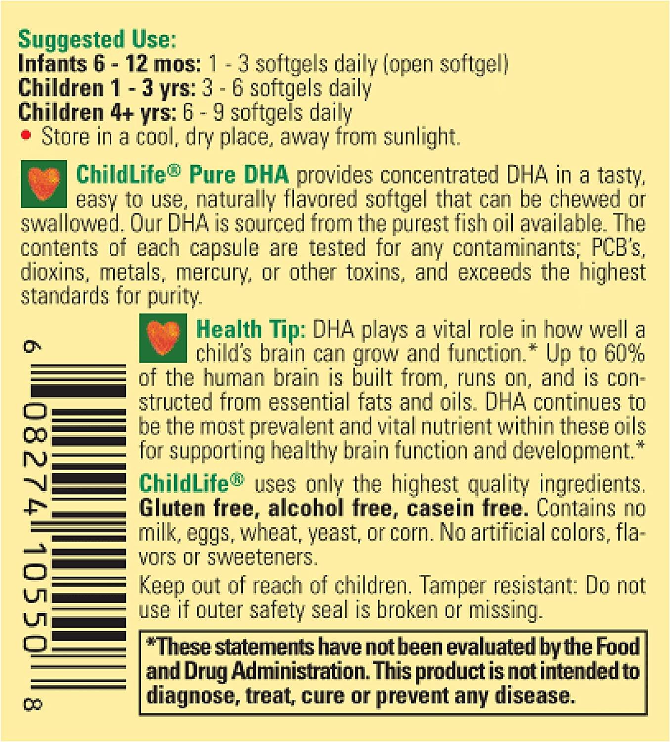 ChildLife Essentials Pure DHA Dietary Supplement for Kids - Gluten-Free ...