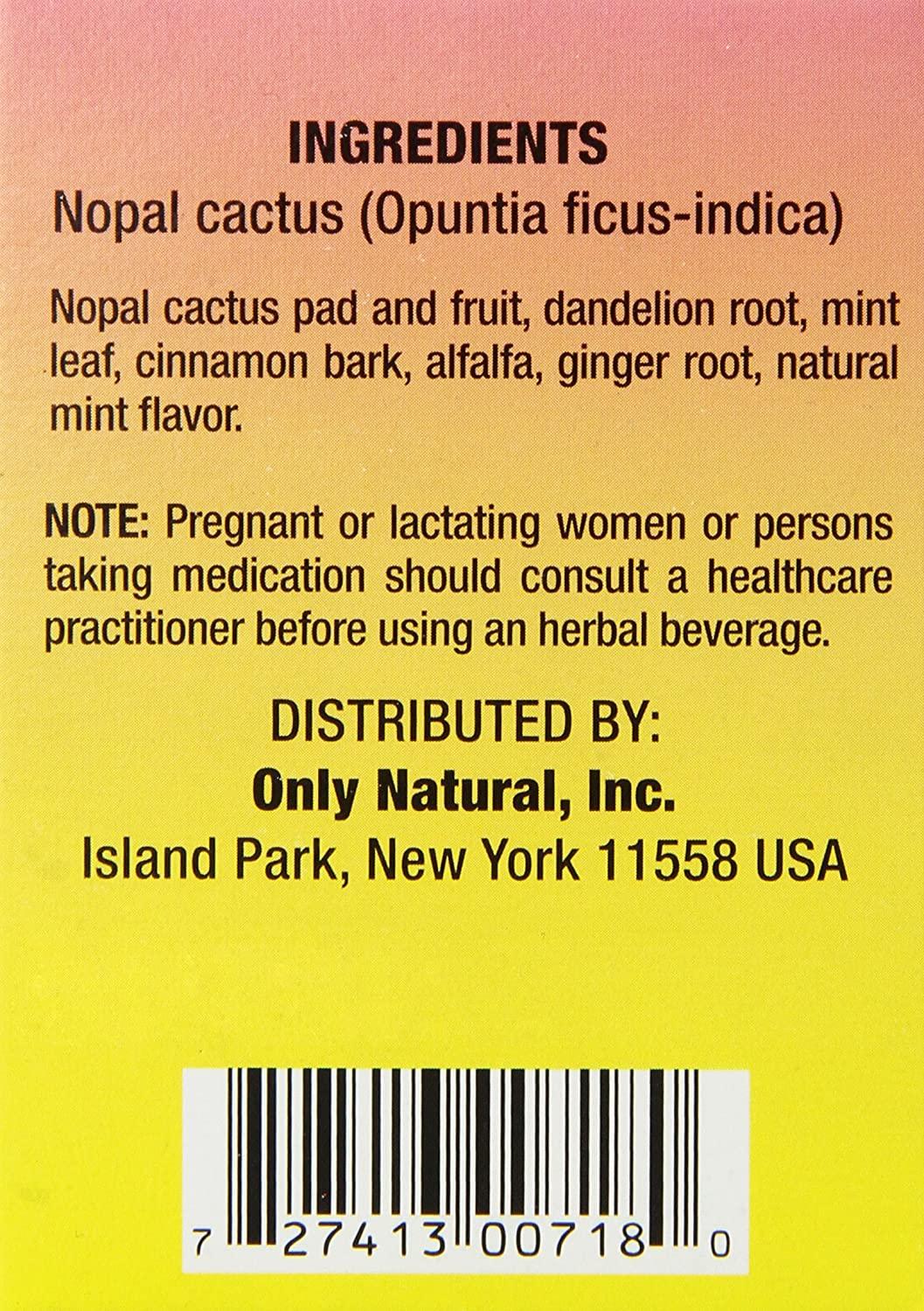 Only Natural Nopal Cactus Tea - 20 Count Nutritional Supplement | Boost ...