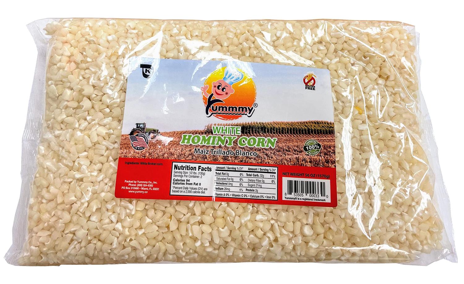 Yummy White Hominy Corn 56 oz - Kosher Certified, 100% Natural Maiz ...
