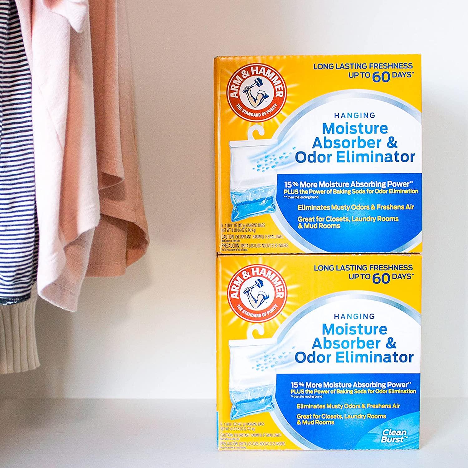 Arm & Hammer Hanging Moisture Absorber 6 Pack - Clean Burst, 16.1 oz ...
