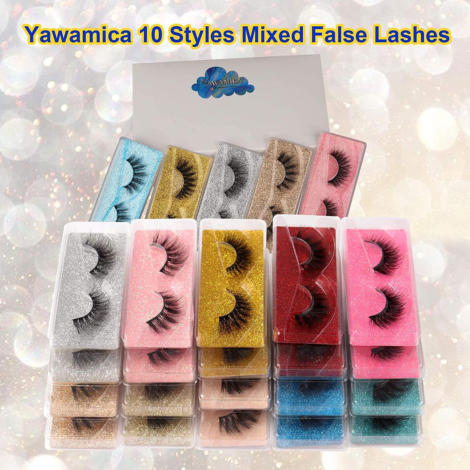 Yawamica False Eyelashes 20 Pairs - Natural 3D Fluffy Lashes Pack ...