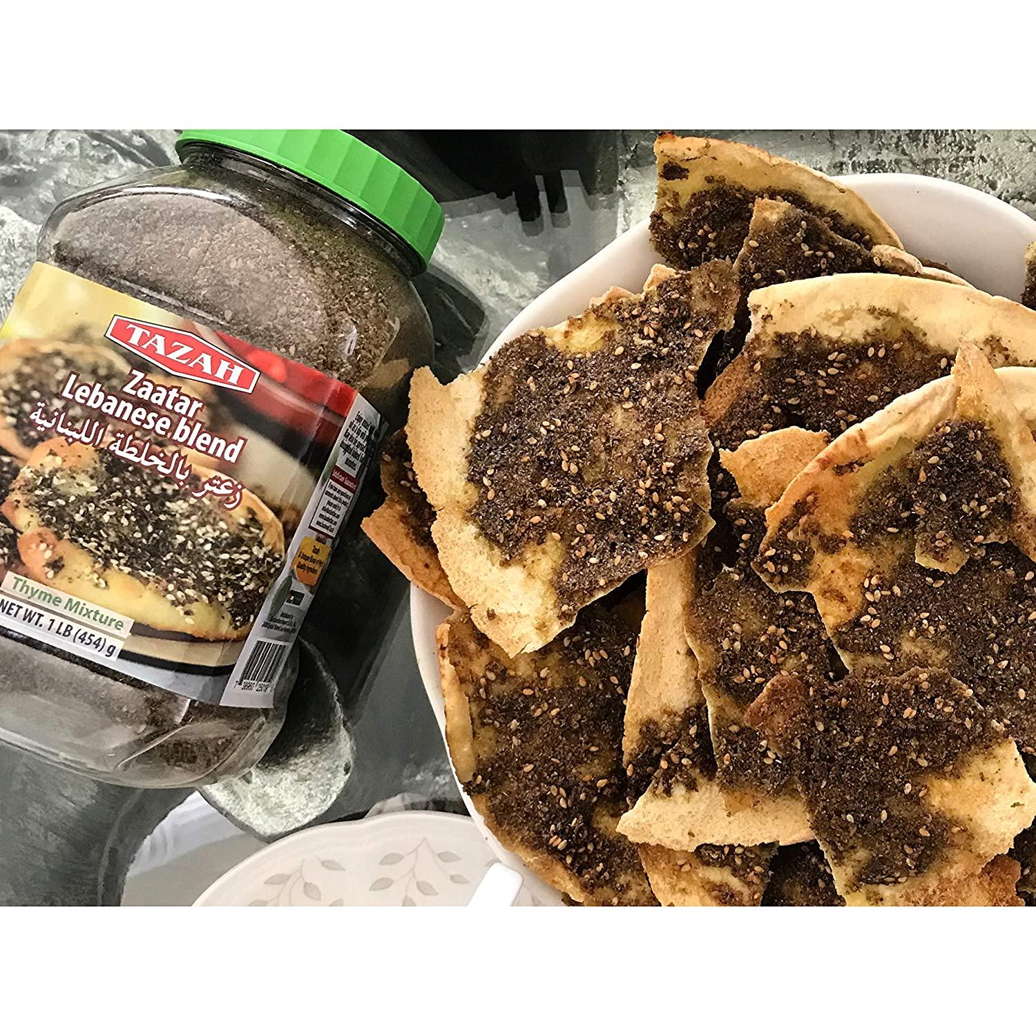 Tazah Zaatar 16oz - Authentic Lebanese Za'atar Spice Blend in Jar | Buy ...