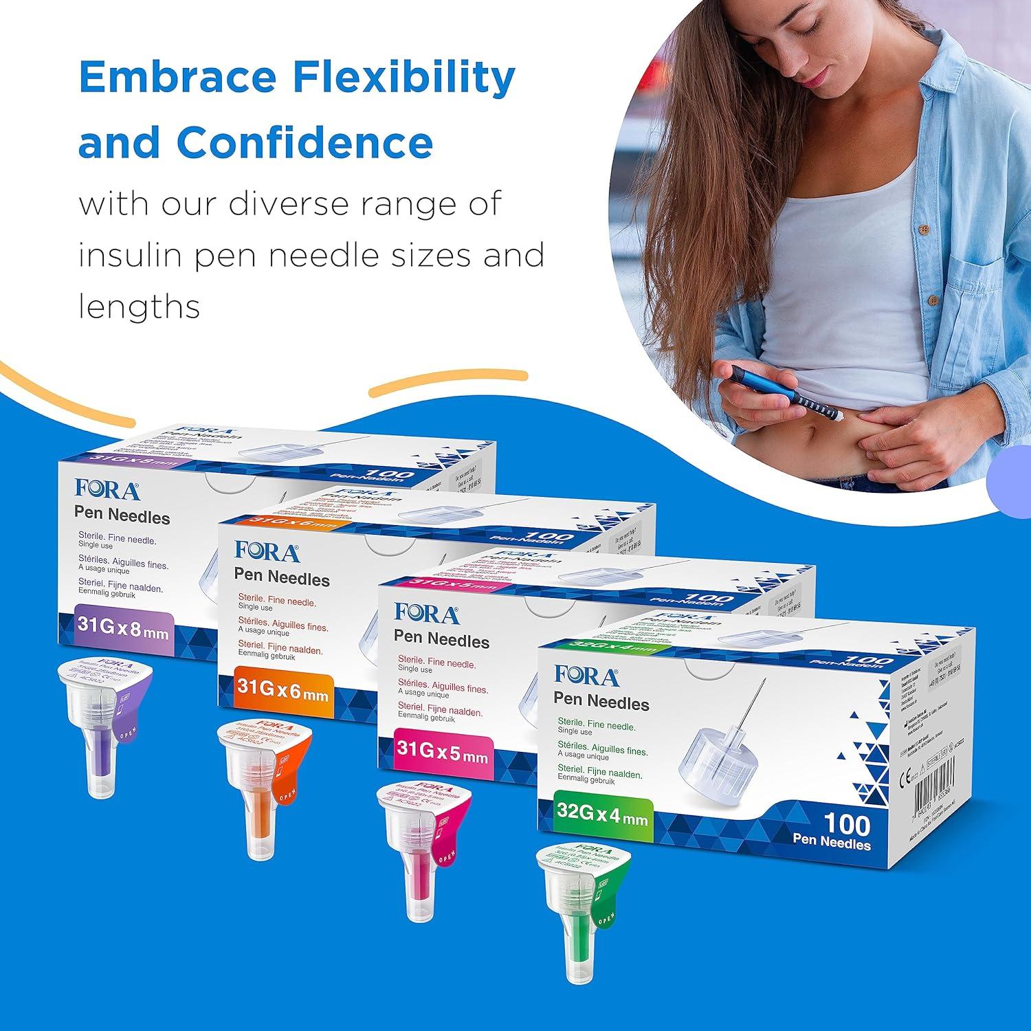 Buy FORA Comfort Insulin Pen Needles (31G 6mm) - Universal Fit 100 Pack ...