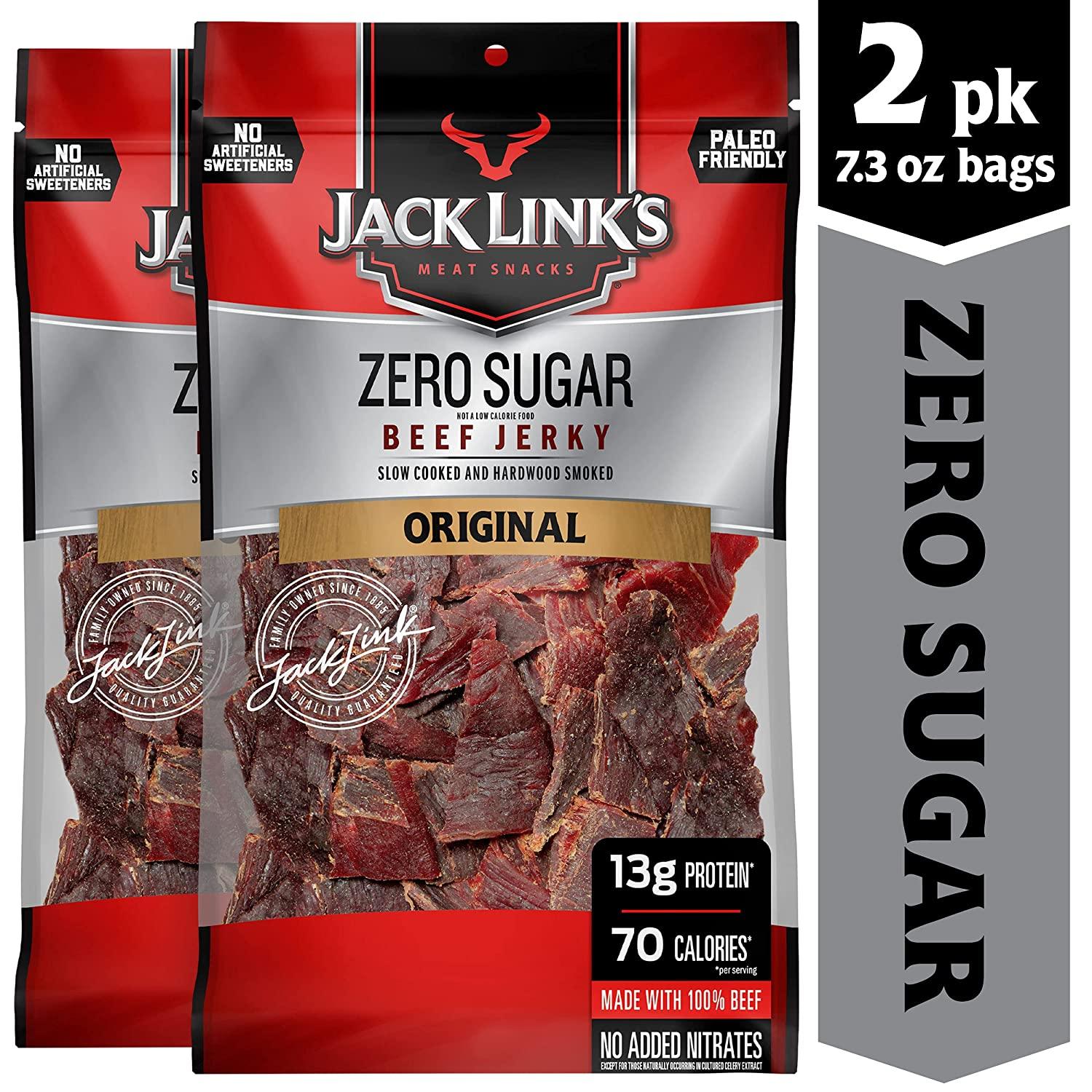 Jack Link's Zero Sugar Beef Jerky - Paleo Friendly, High Protein Snack ...