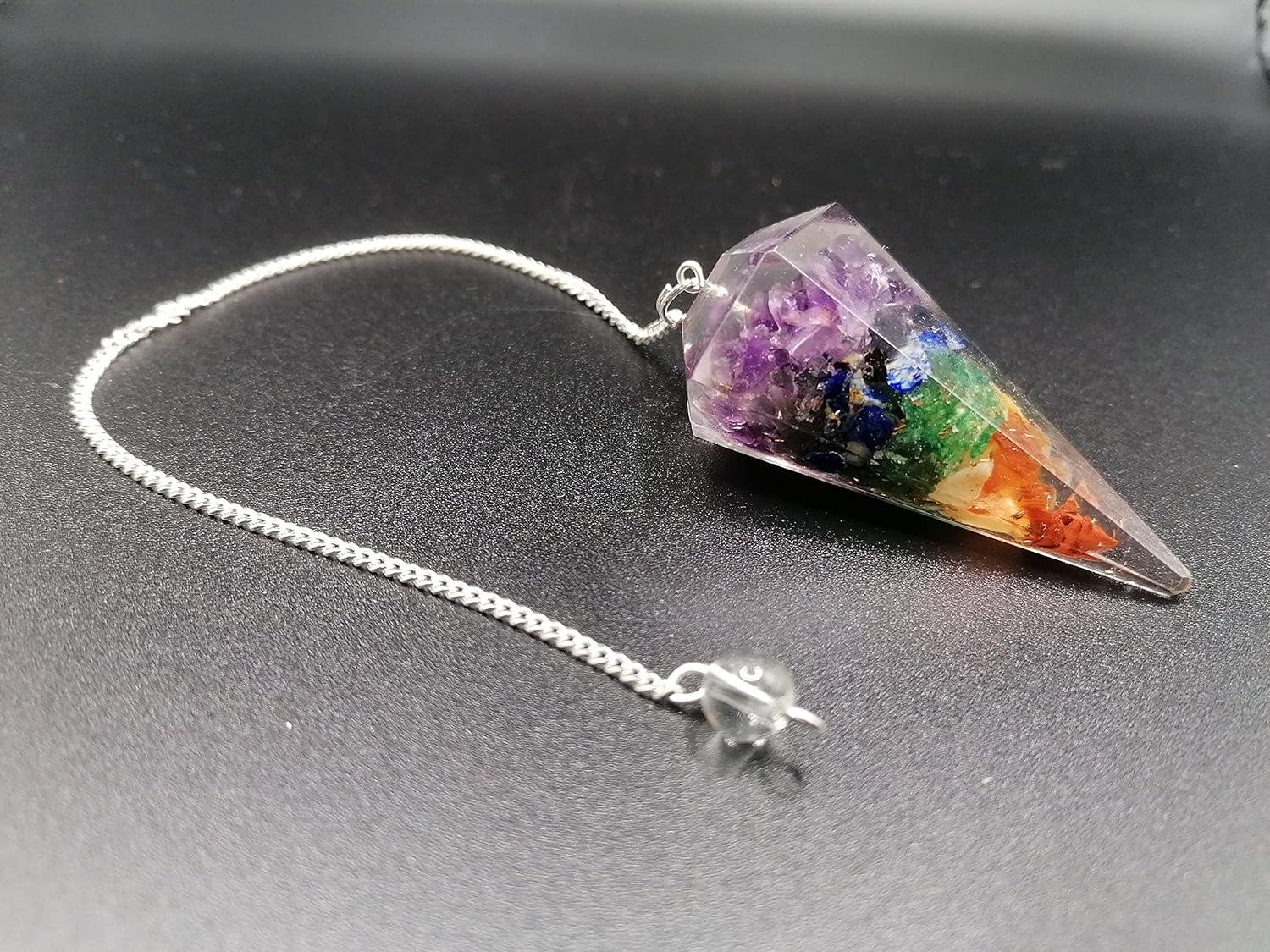 7 Chakra Orgonite Pendulum Energy Healing Dowsing Tool Spiritual ...
