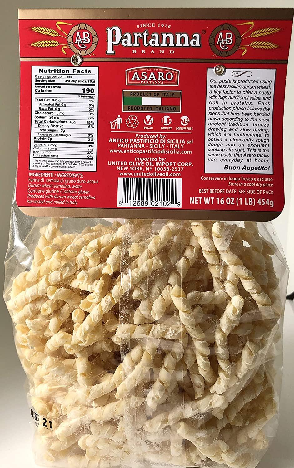 Partanna Busiate Sicilian Artisanal Pasta Classic Cut 6x1 lb ...