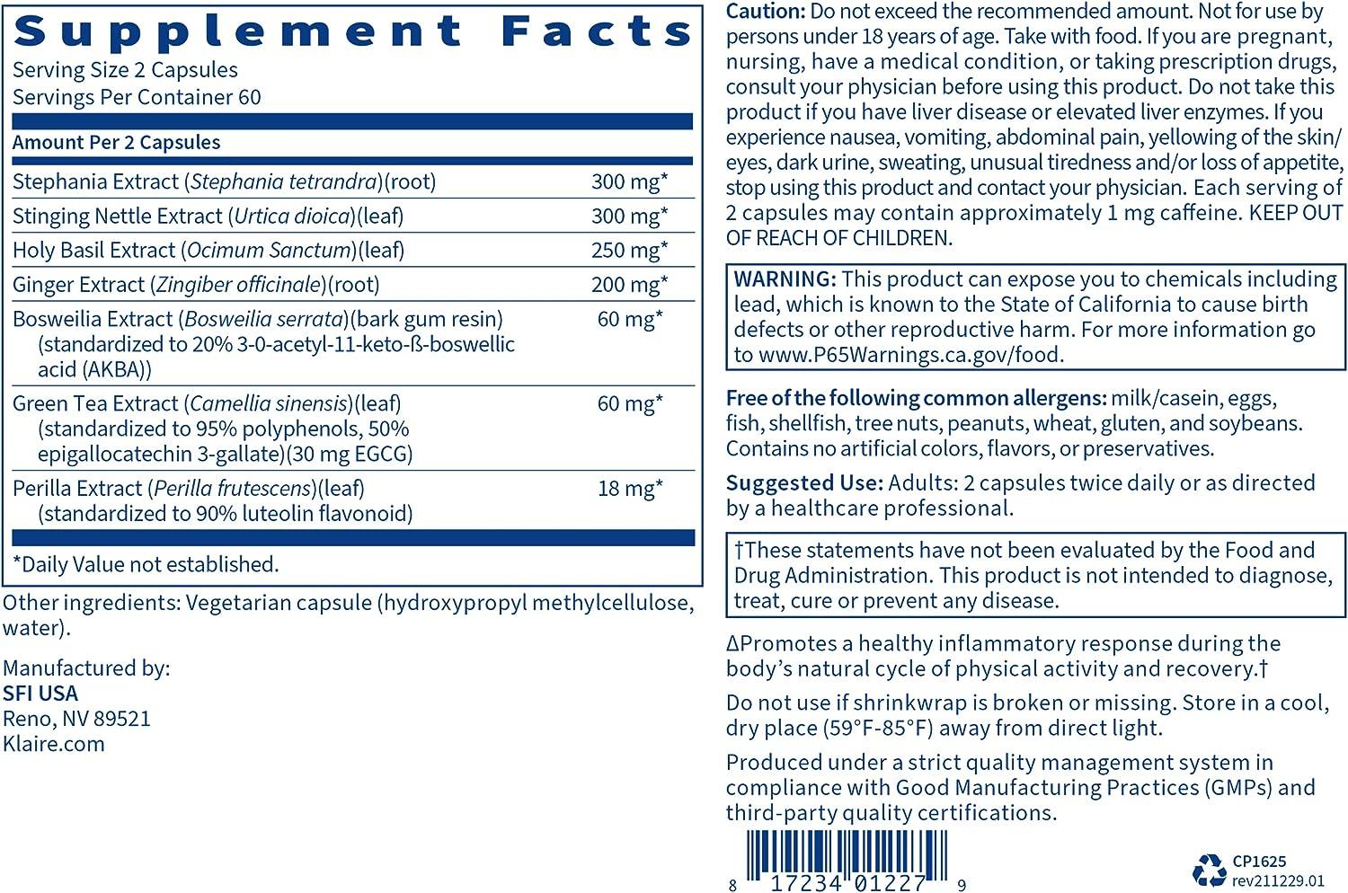 Klaire Labs Advanced Inflammation Support - 120 Capsules ...