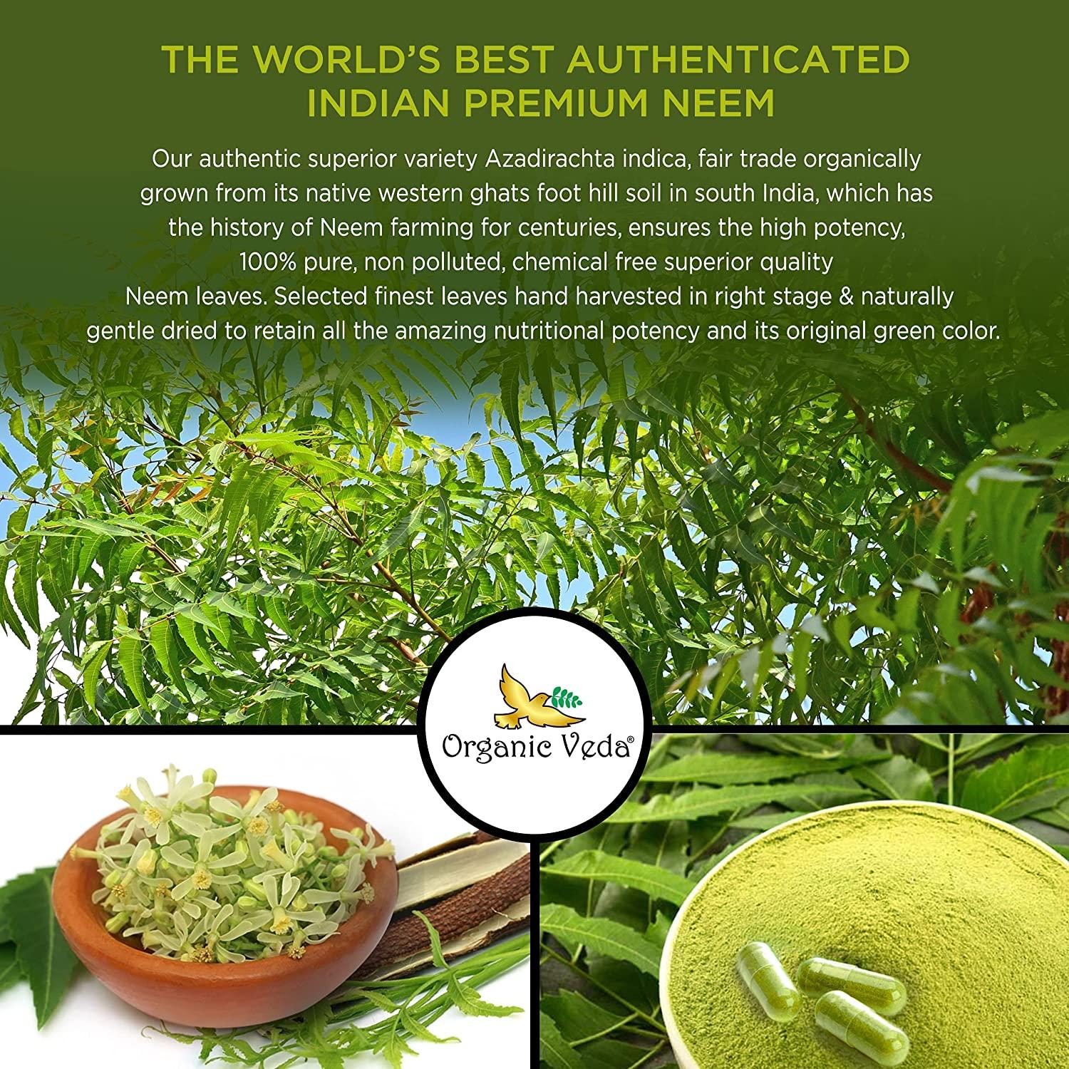 Organic Veda Neem Leaf Extract Triple Complex Vegan Capsules - 120 ...