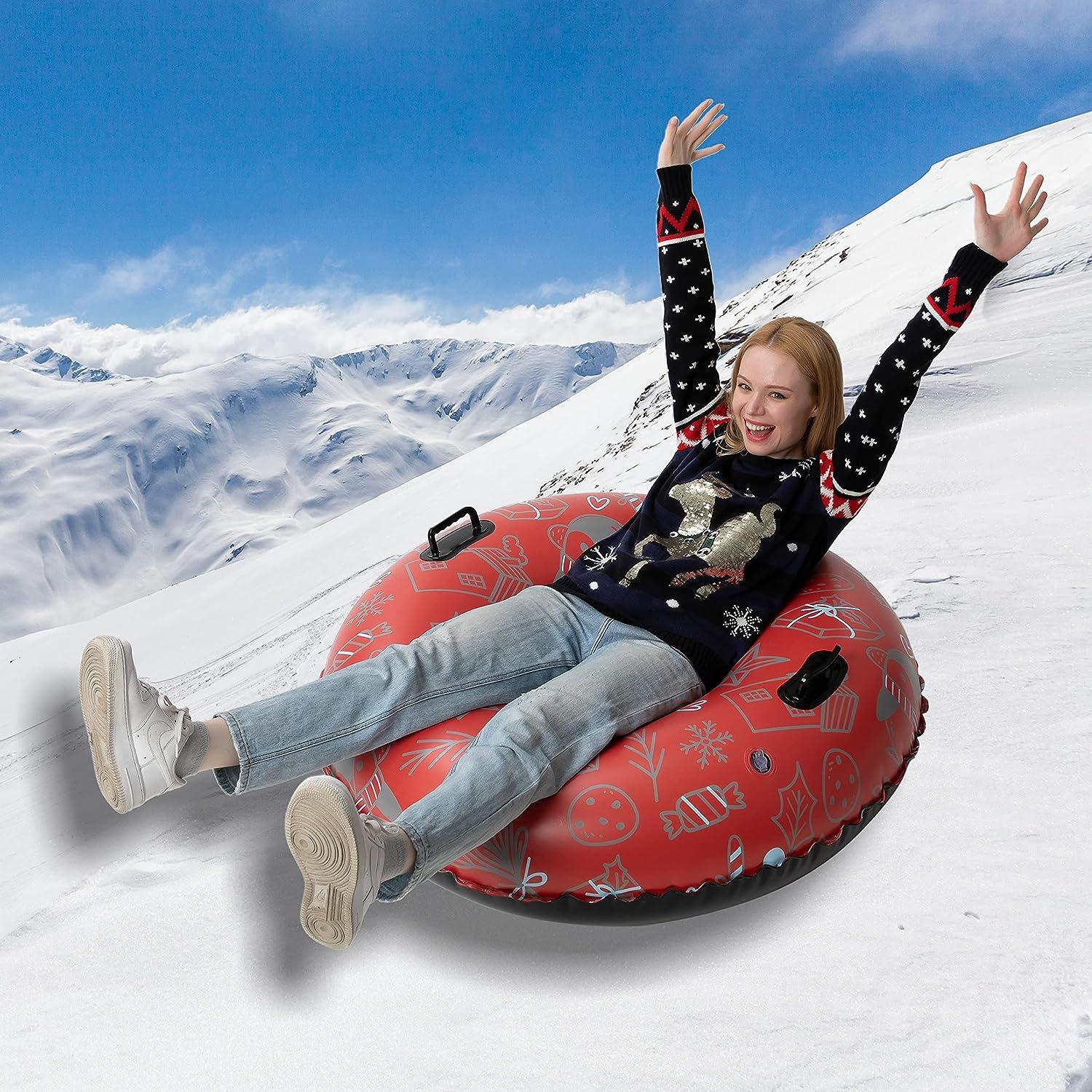 JOYIN Inflatable Snow Tubes 47 & 37 (2 Packs) - Heavy-Duty Sledding ...