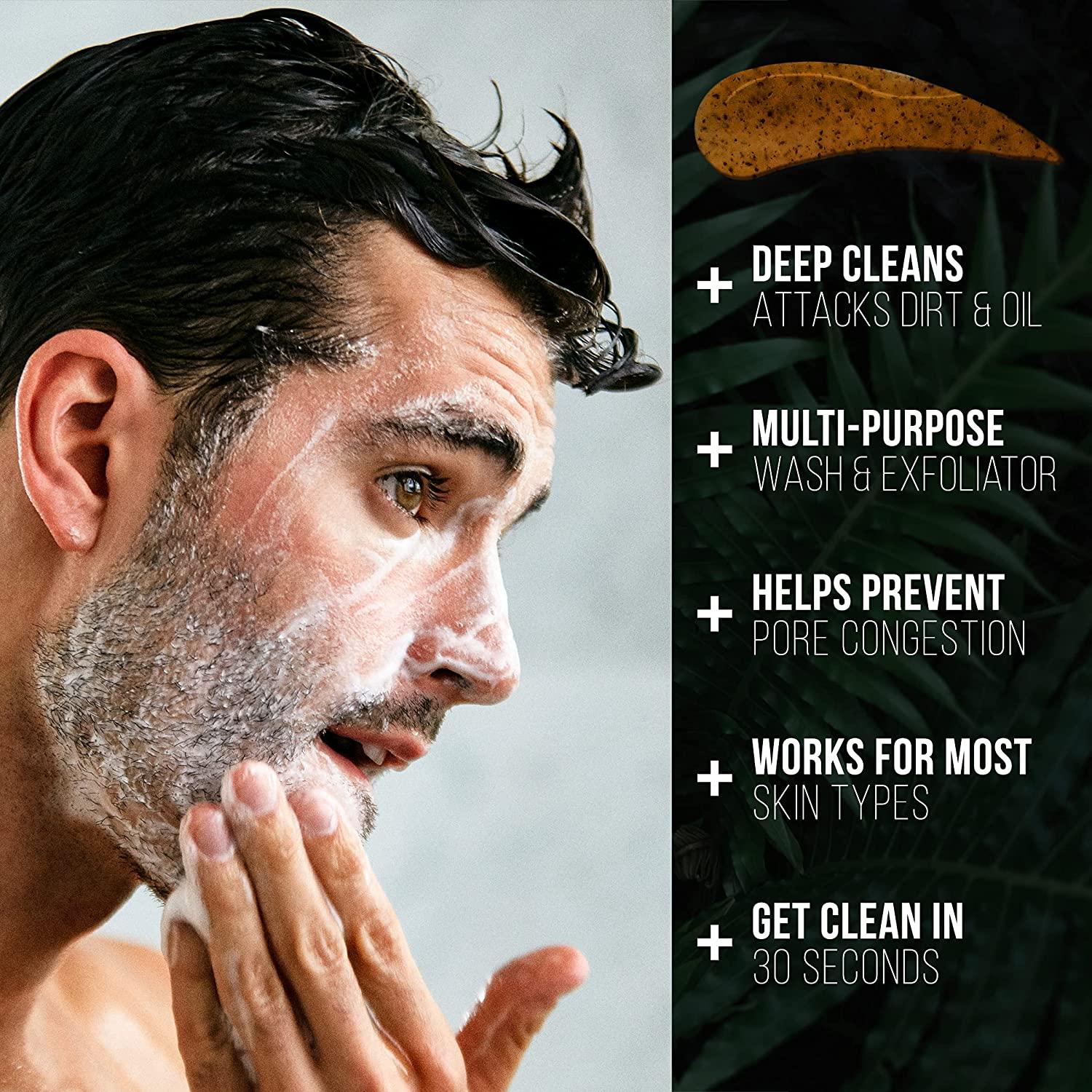 Men's Exfoliating Face Wash - Gentle Cleanser & Scrub for Daily ...