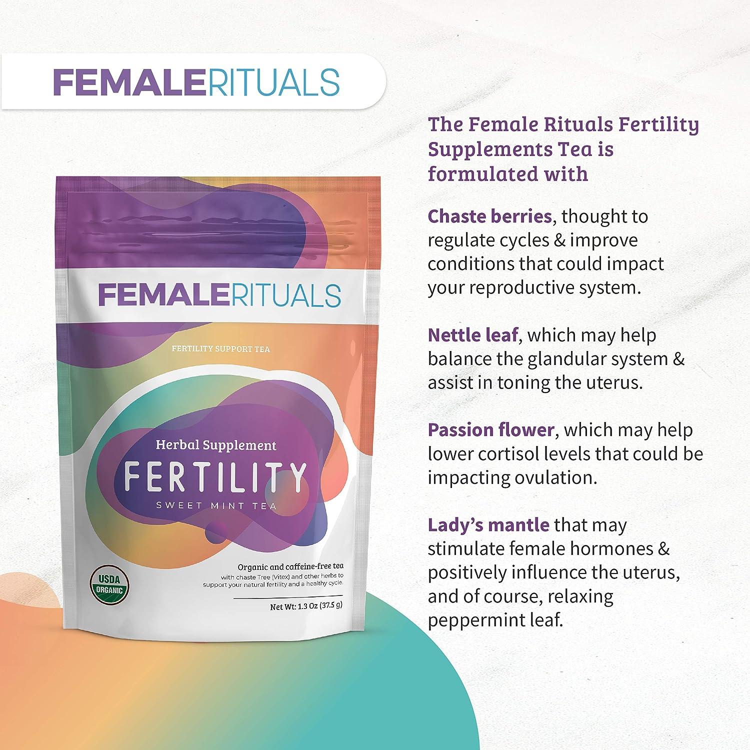 Female Rituals Organic Peppermint Fertility Tea - 30 Cups/15 Sachets ...