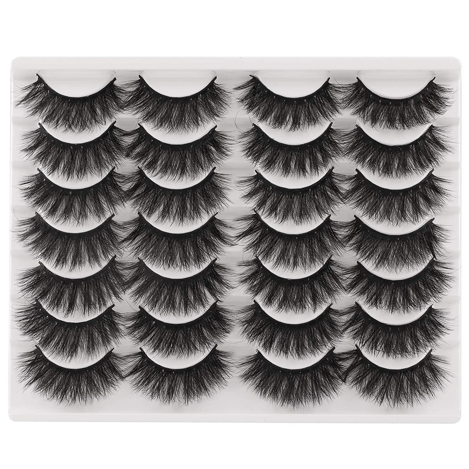 JIMIRE 14 Pairs Mink False Eyelashes - Fluffy 3D Wispy Volume Lashes ...
