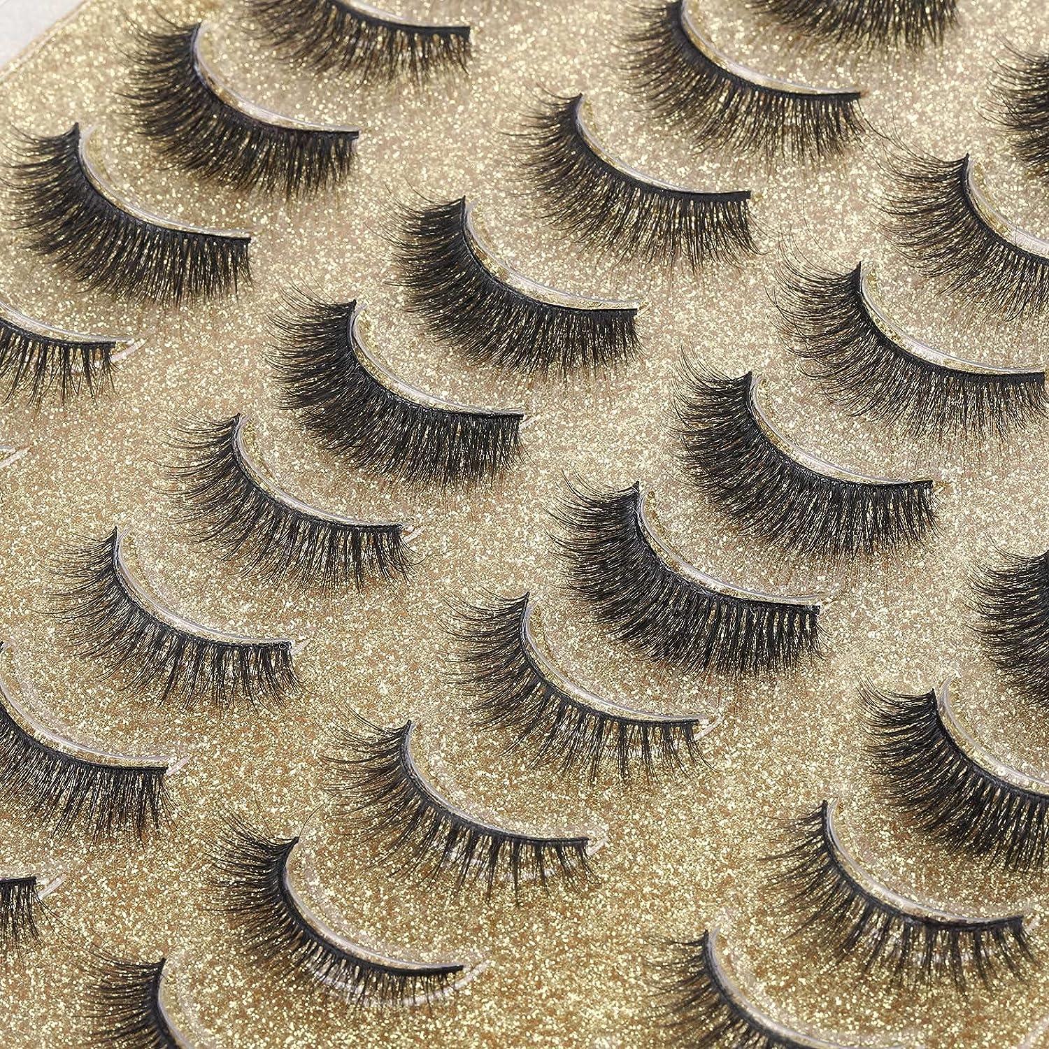 20 Pairs 3D Wispy False Eyelashes | Natural Look Fluffy Volume | Long ...