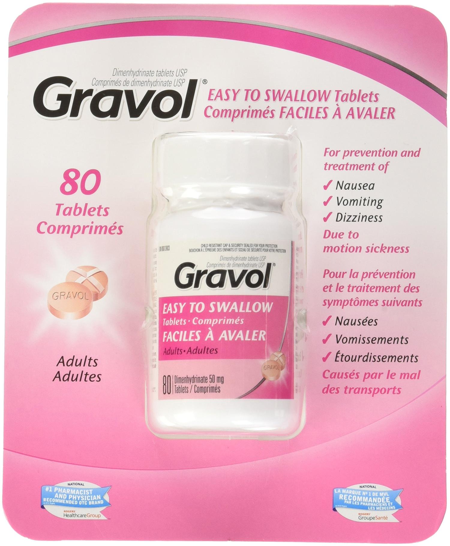 Gravol Easy To Swallow 80 Tablets Filmkote Antinauseant For Nausea ...