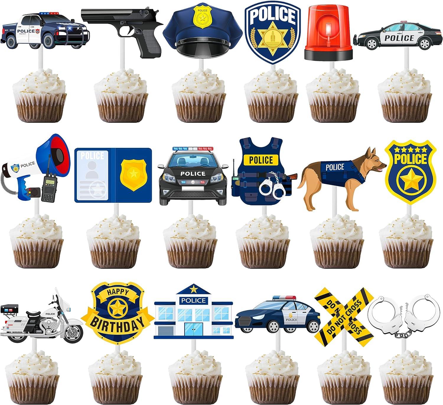 Police Cupcake Toppers 36Pcs Police Party Cupcake Picks Policeman ...