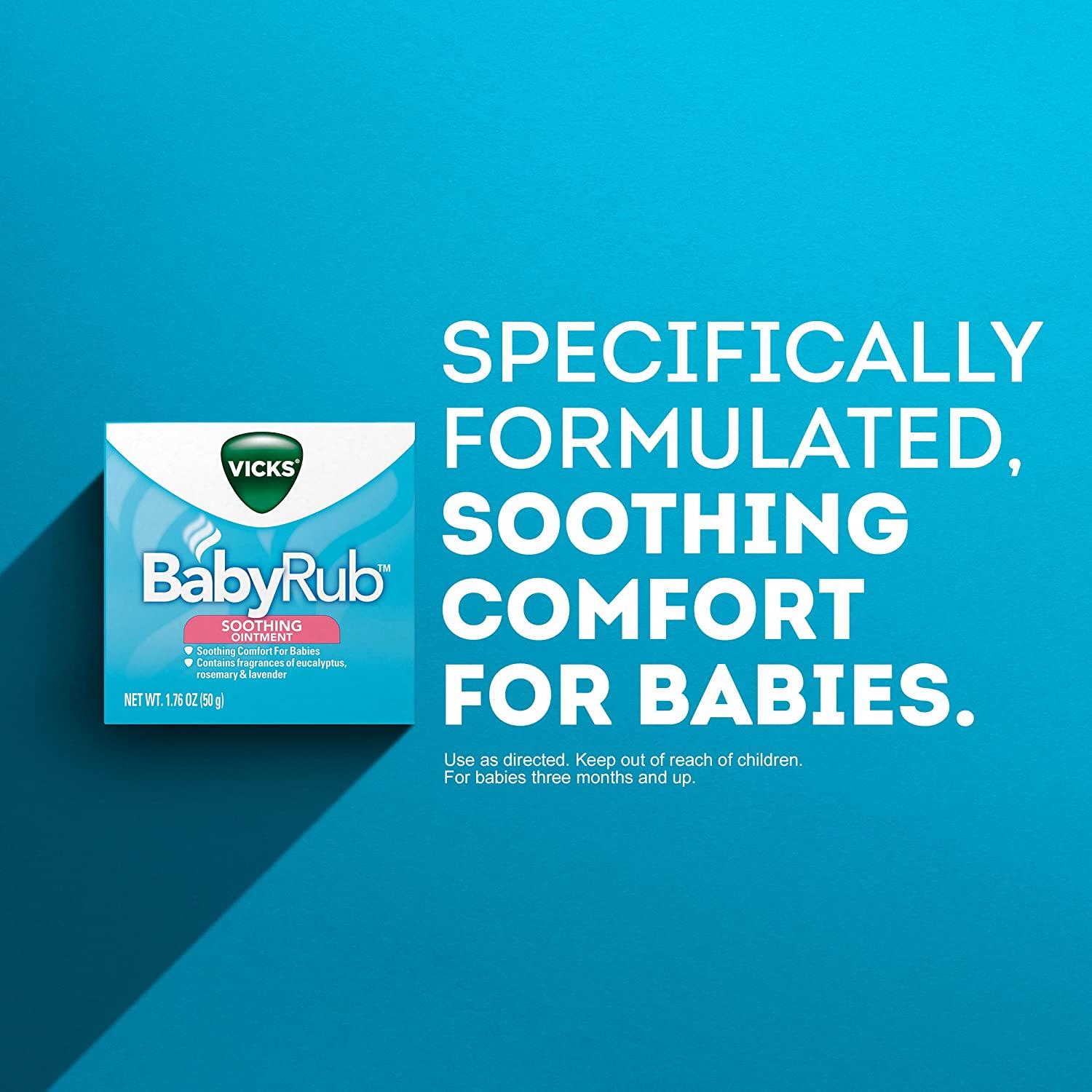 Vicks BabyRub Chest Rub Ointment with Soothing Aloe Eucalyptus Lavender ...