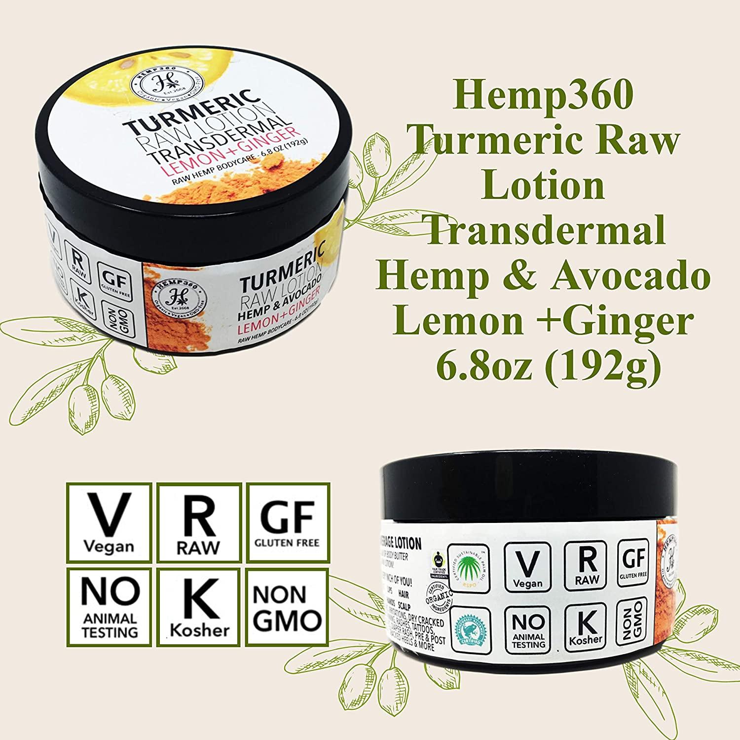 Hemp360 Organic Turmeric Raw Lotion with Lemon & Ginger - Hemp Infused ...