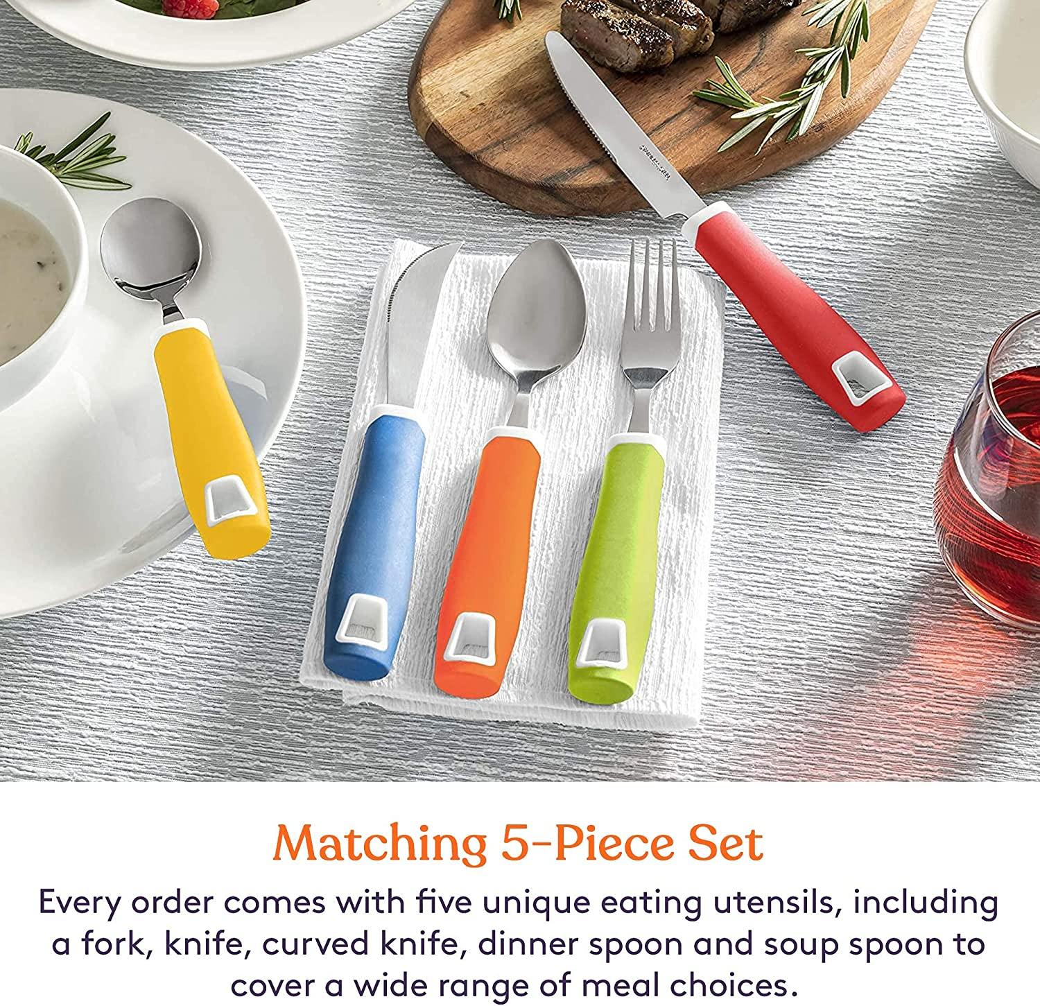 Special Supplies 5-Piece Adaptive Utensils Set - Non-Weighted, Non-Slip ...