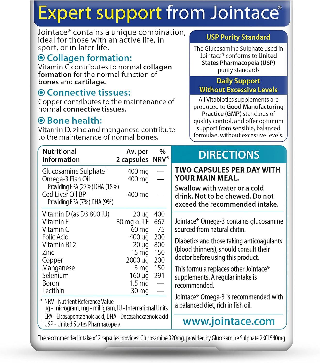 Vitabiotics Jointace Omega-3 30 Count - Support Joint Health - Pack of ...