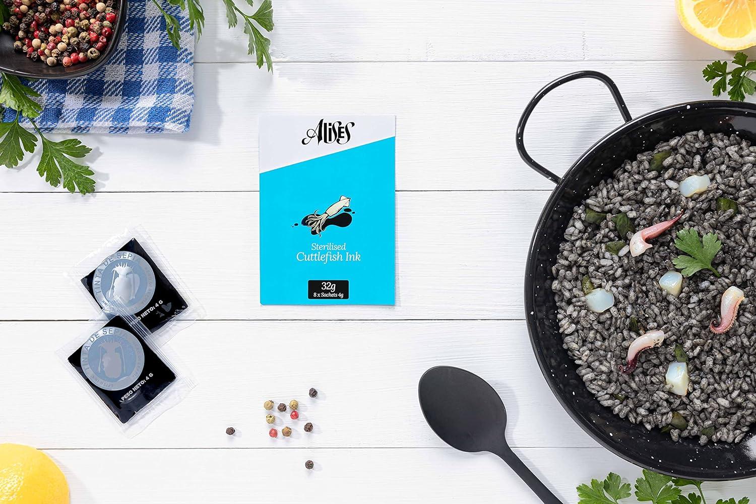 Alises 8 x 4g Squid Ink Sachets - 32g Ready-to-Eat Cuttlefish Ink ...