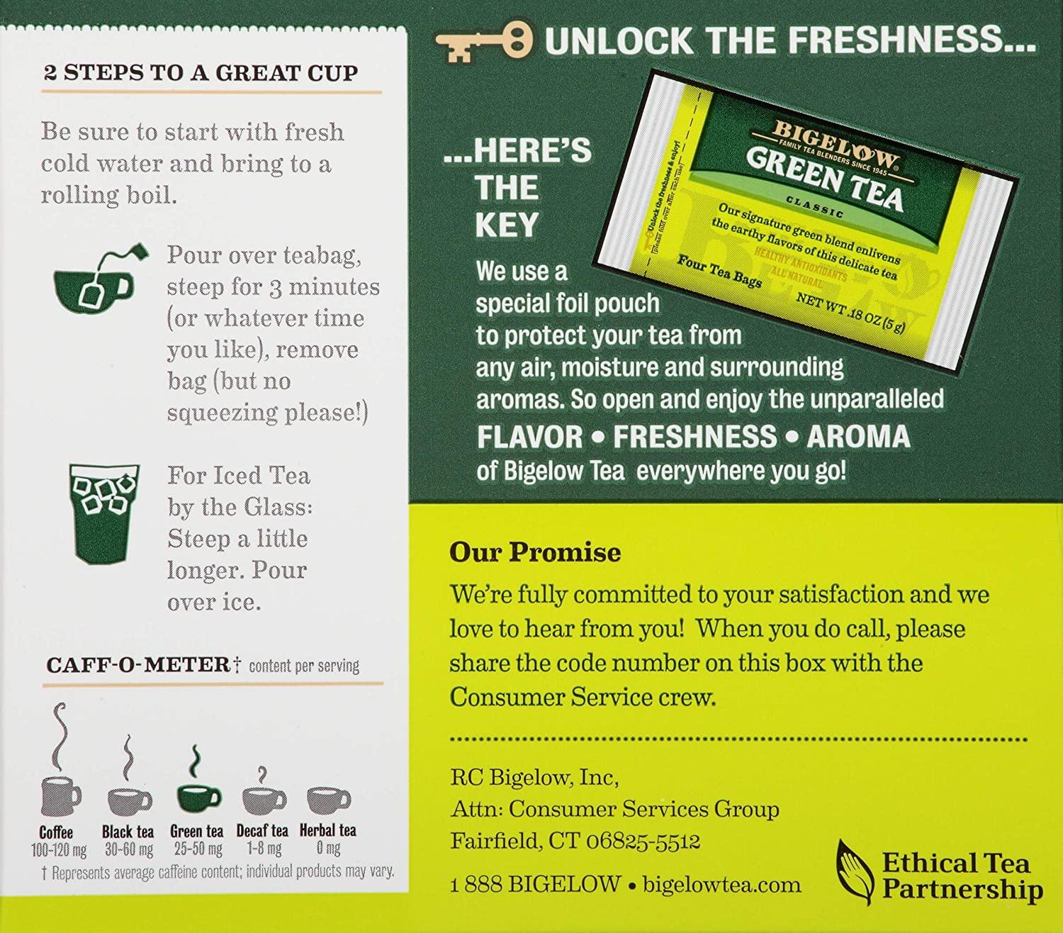 Bigelow Classic Green Tea, Caffeinated, Pack of 6 (240 Total Tea Bags ...