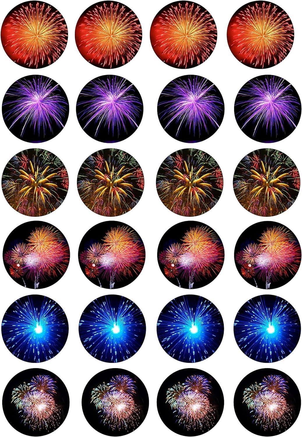 cakes 24 edible PRE CUT Fireworks style kids childrens party ...