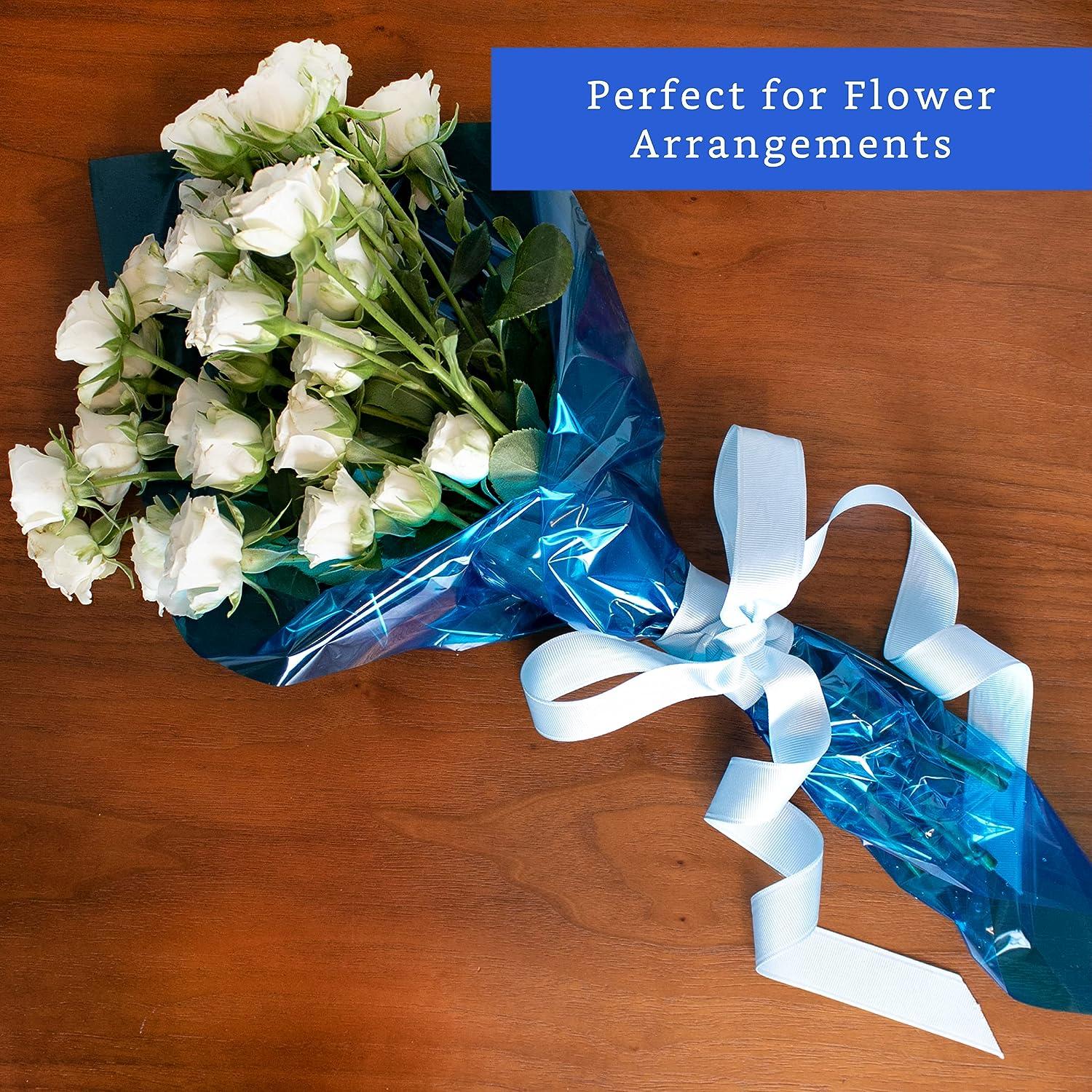 200 ft Blue Cellophane Wrap Roll (16 in x 200 ft) - Colored Cellophane ...