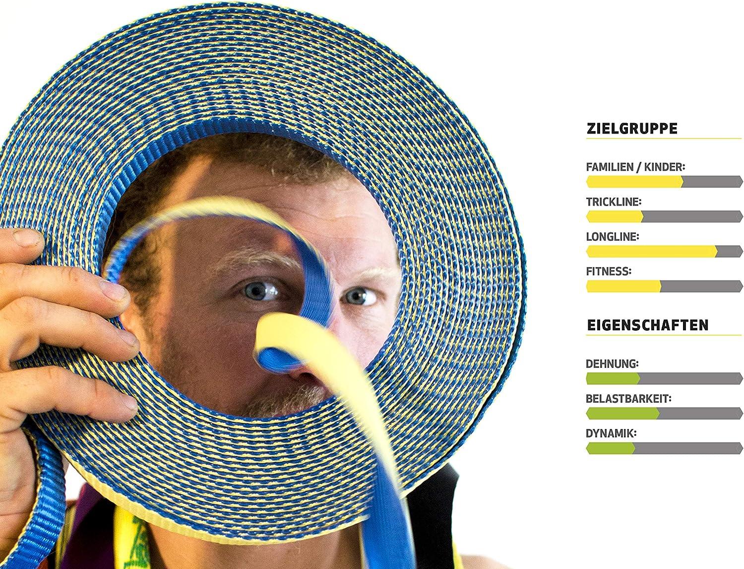 Gibbon Slacklines Flowline 82ft with Treewear - Yellow/Blue | 1 Line, 2 ...