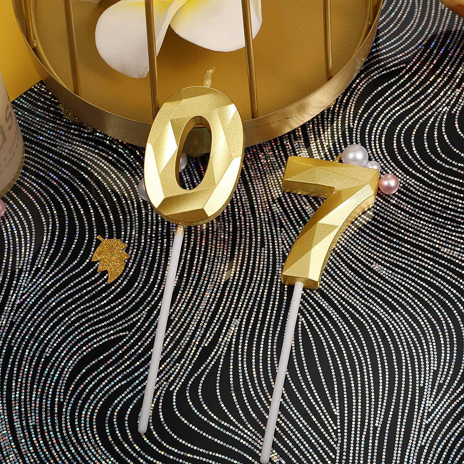 70th Birthday 3D Diamond Shape Number 70 Candles - Gold Happy Birthday ...