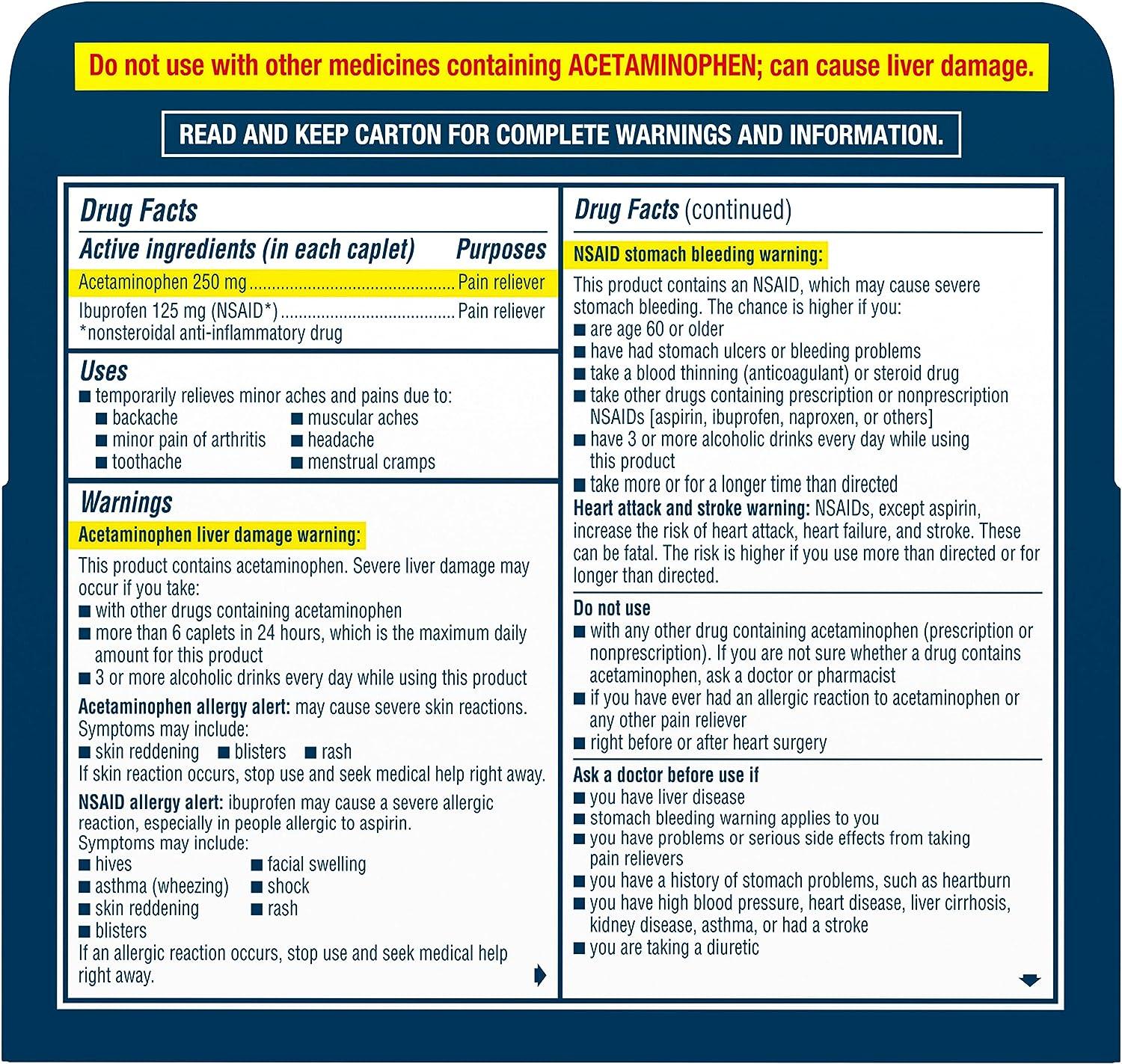 Advil Dual Action Back Pain Caplets - 144 Count for 8 Hours Relief ...