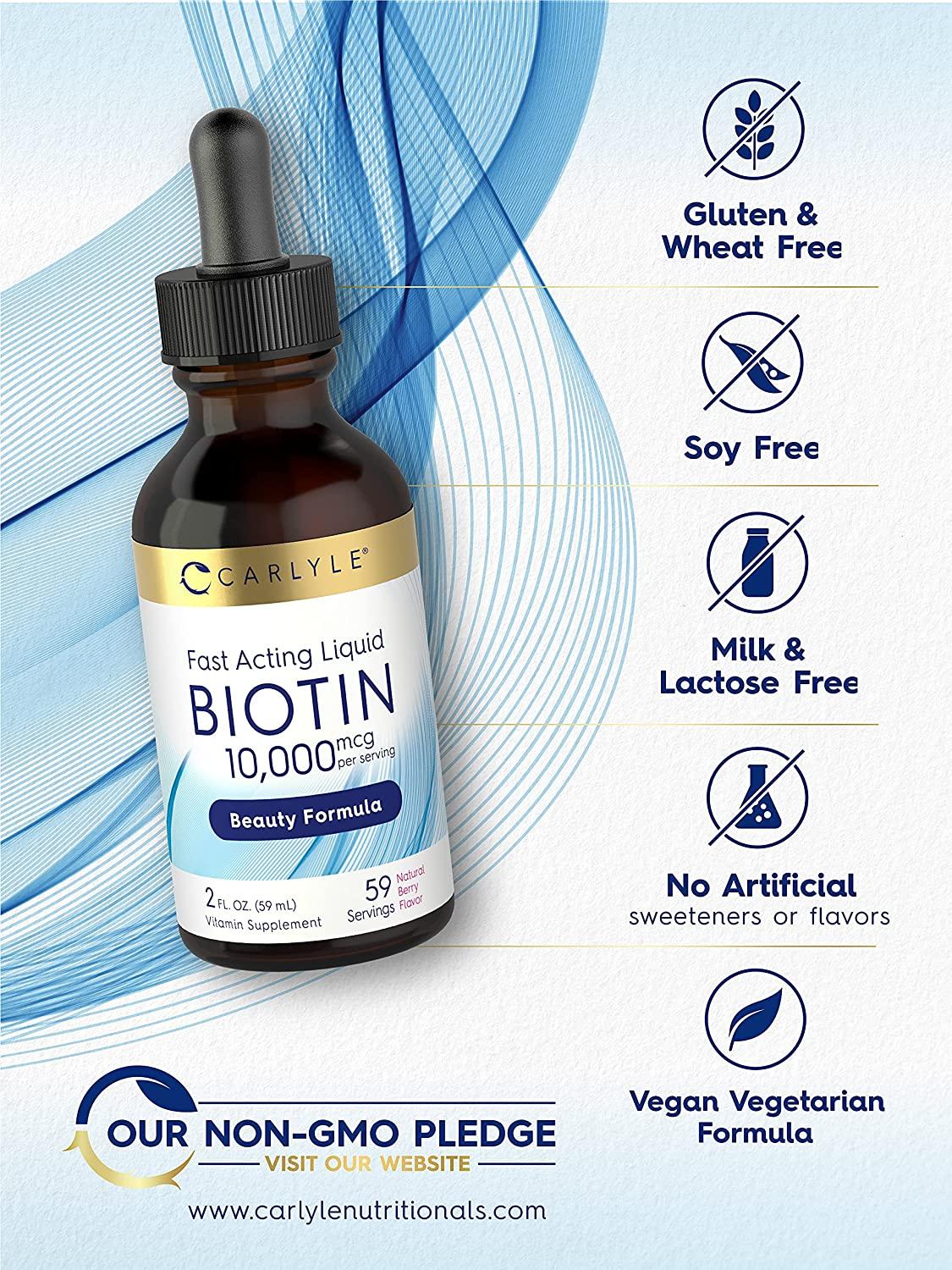 Carlyle Liquid Biotin 10000mcg 2 oz | Extra Strength Gel Drops ...