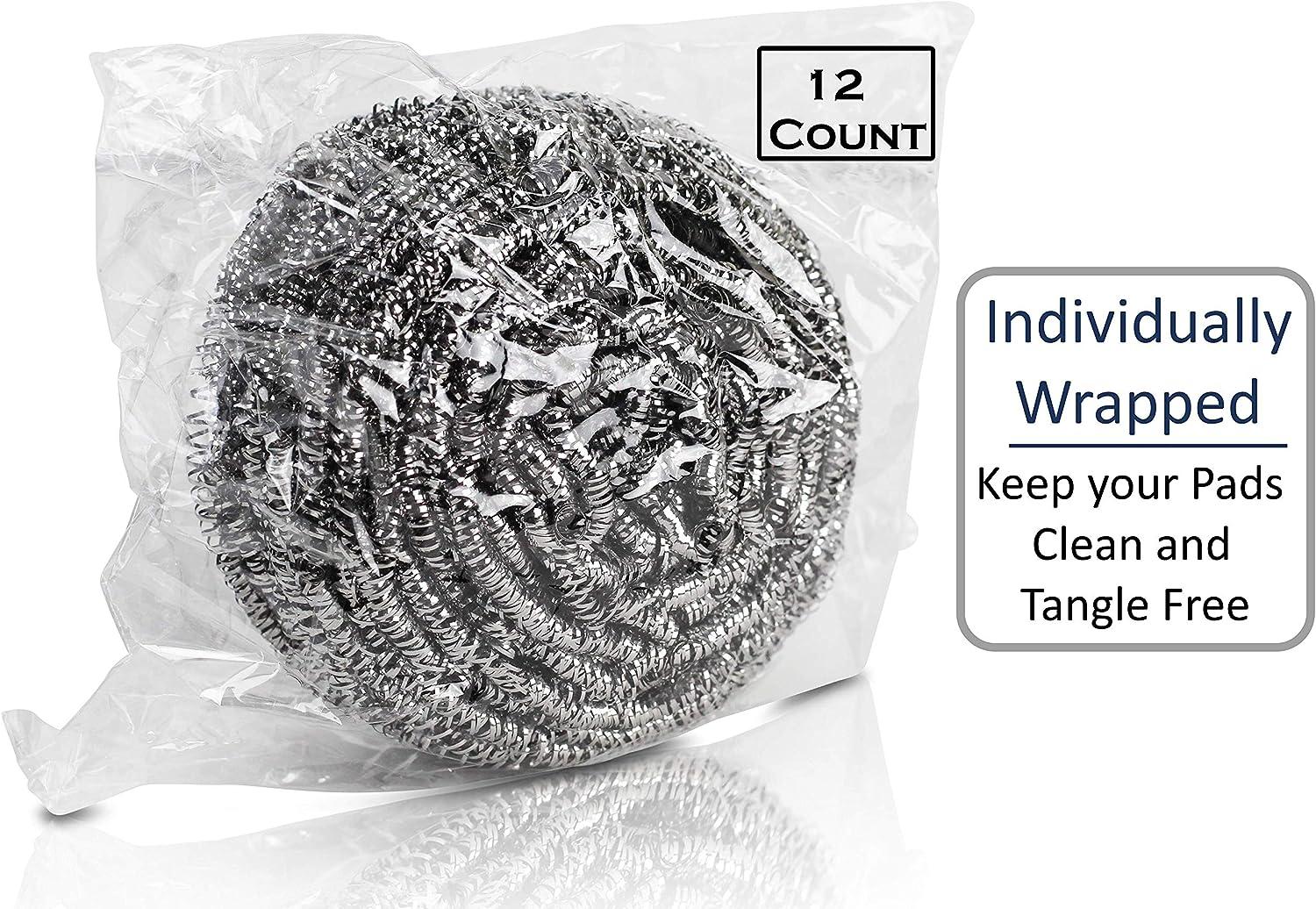 Brheez Stainless Steel Scouring Pads Medium 30g - 12 Pack Heavy Duty ...