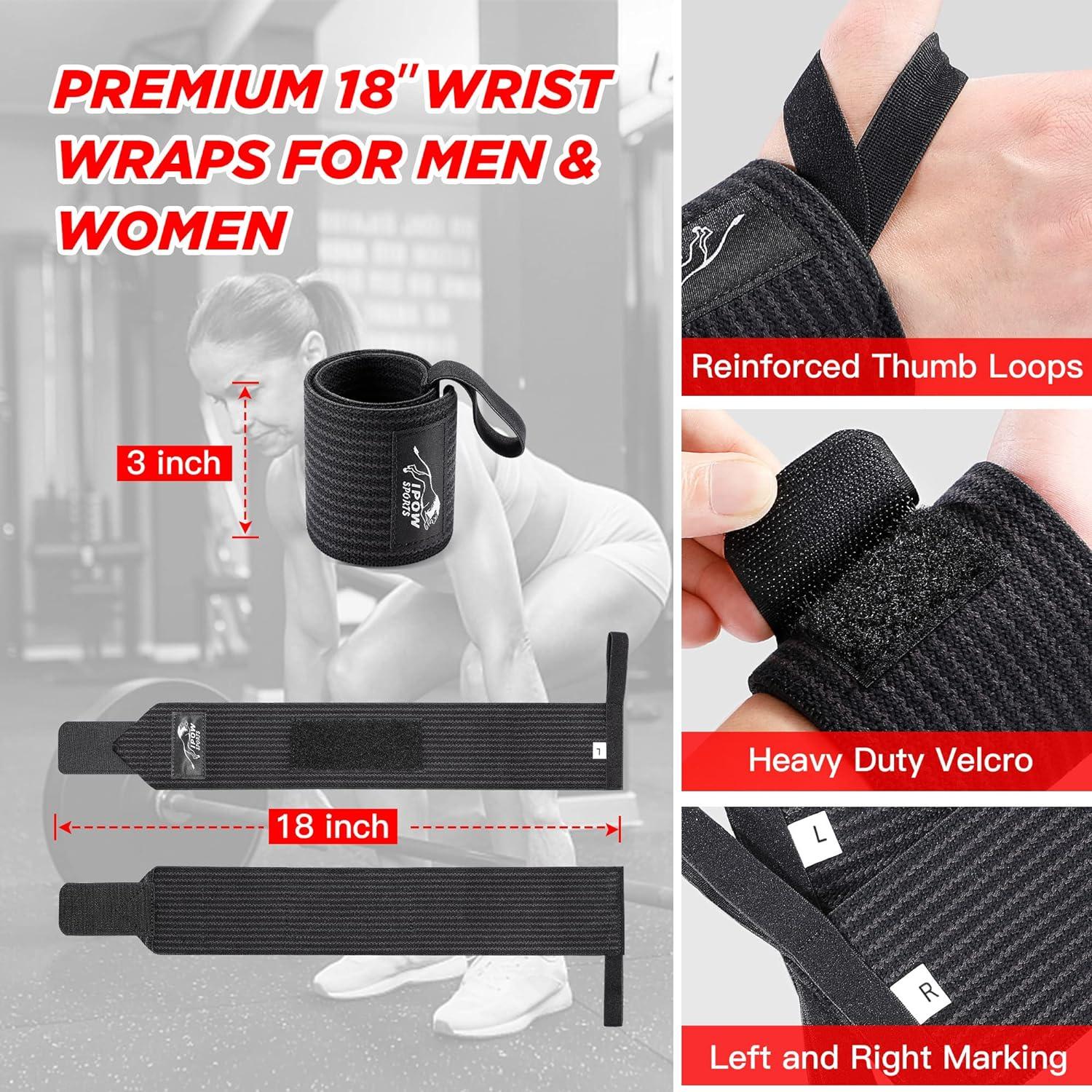 IPOW Professional Stiff Wrist Wraps for Weightlifting 2 Pack - Gym ...
