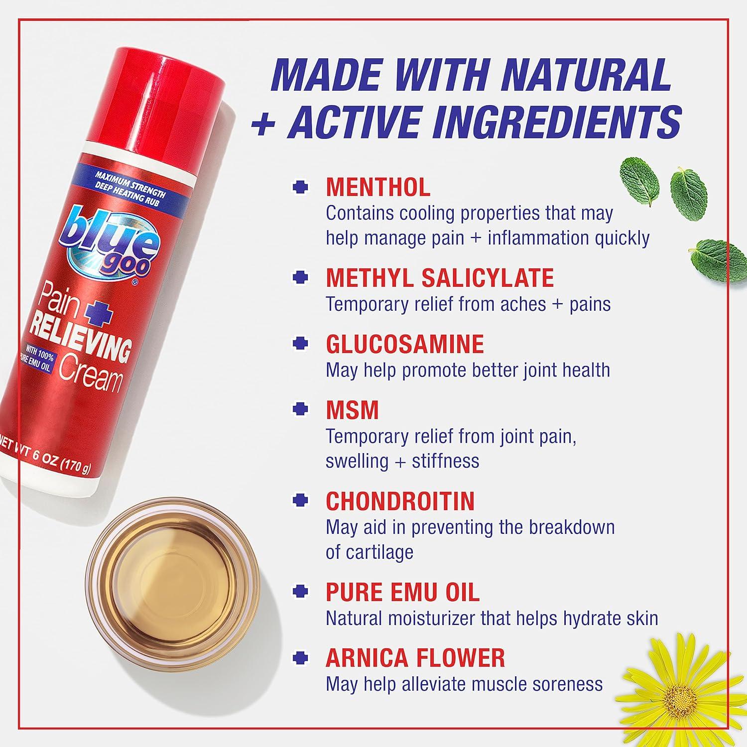 Blue Goo Maximum Strength Deep Heating Rub with Emu Oil 6 oz - Pain ...