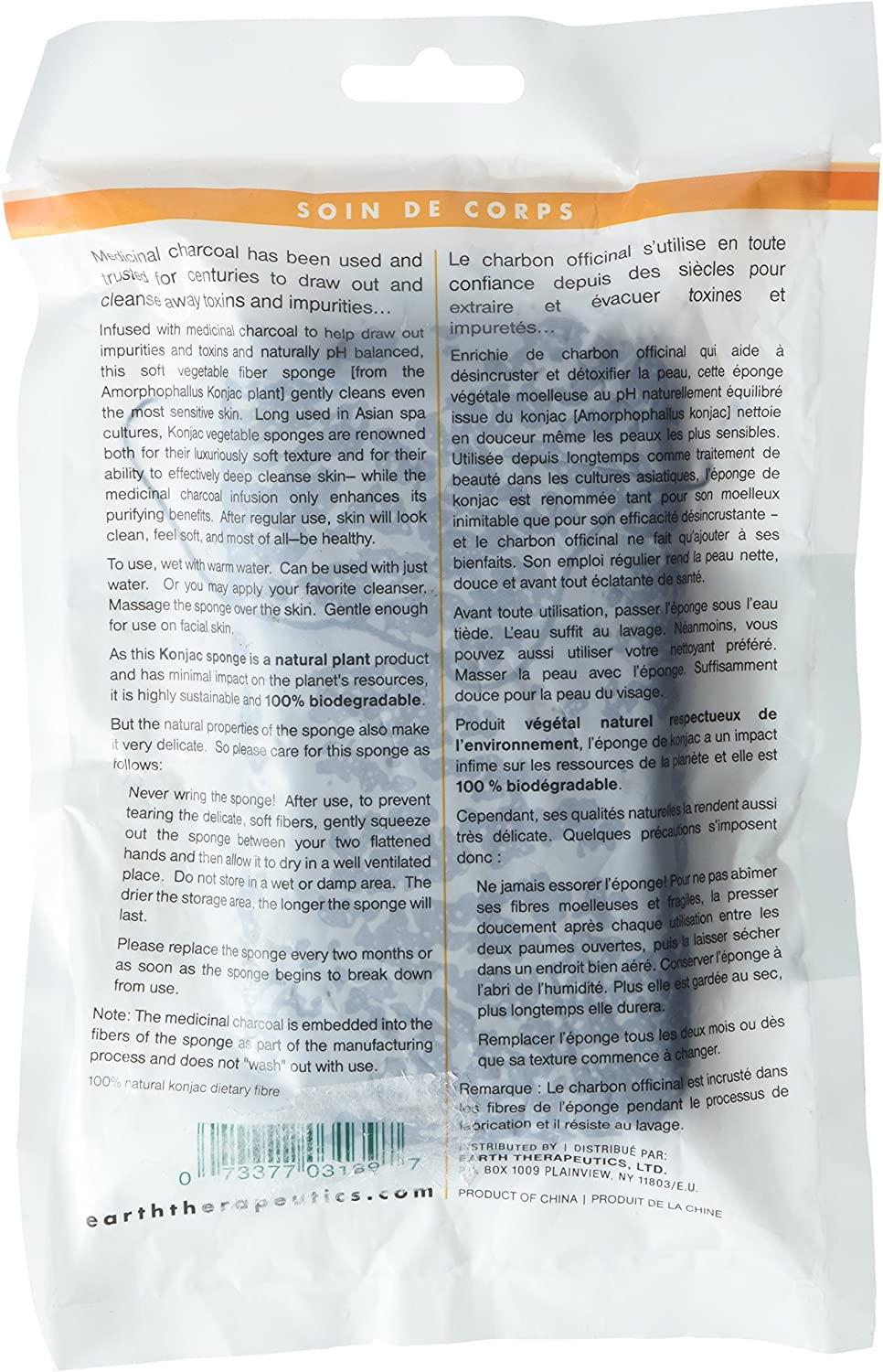 Earth Therapeutics Charcoal Body Sponge - Purifying Vegetable Infused ...