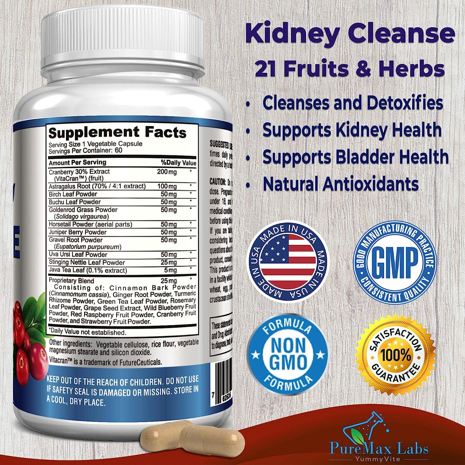YUMMYVITE Herbal Kidney Cleanse with Cranberry Extract - 60 Vegan ...