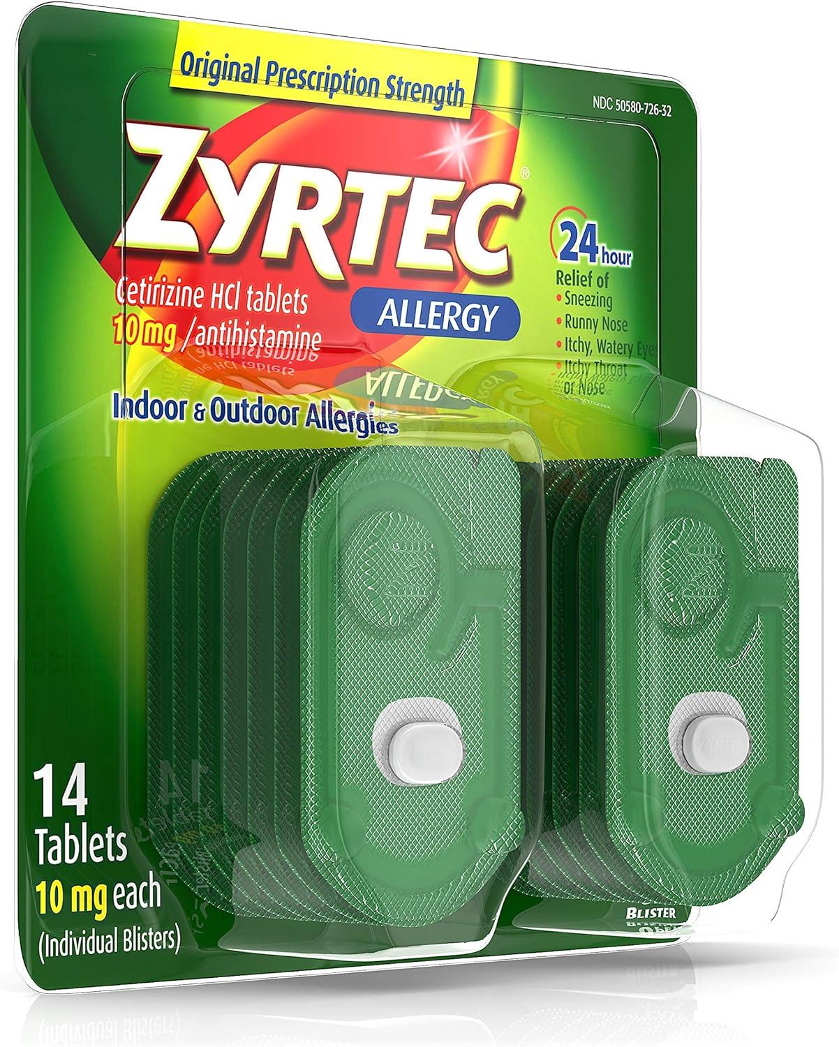 Zyrtec 24 Hour Allergy Relief Tablets 10 mg - 14 ct