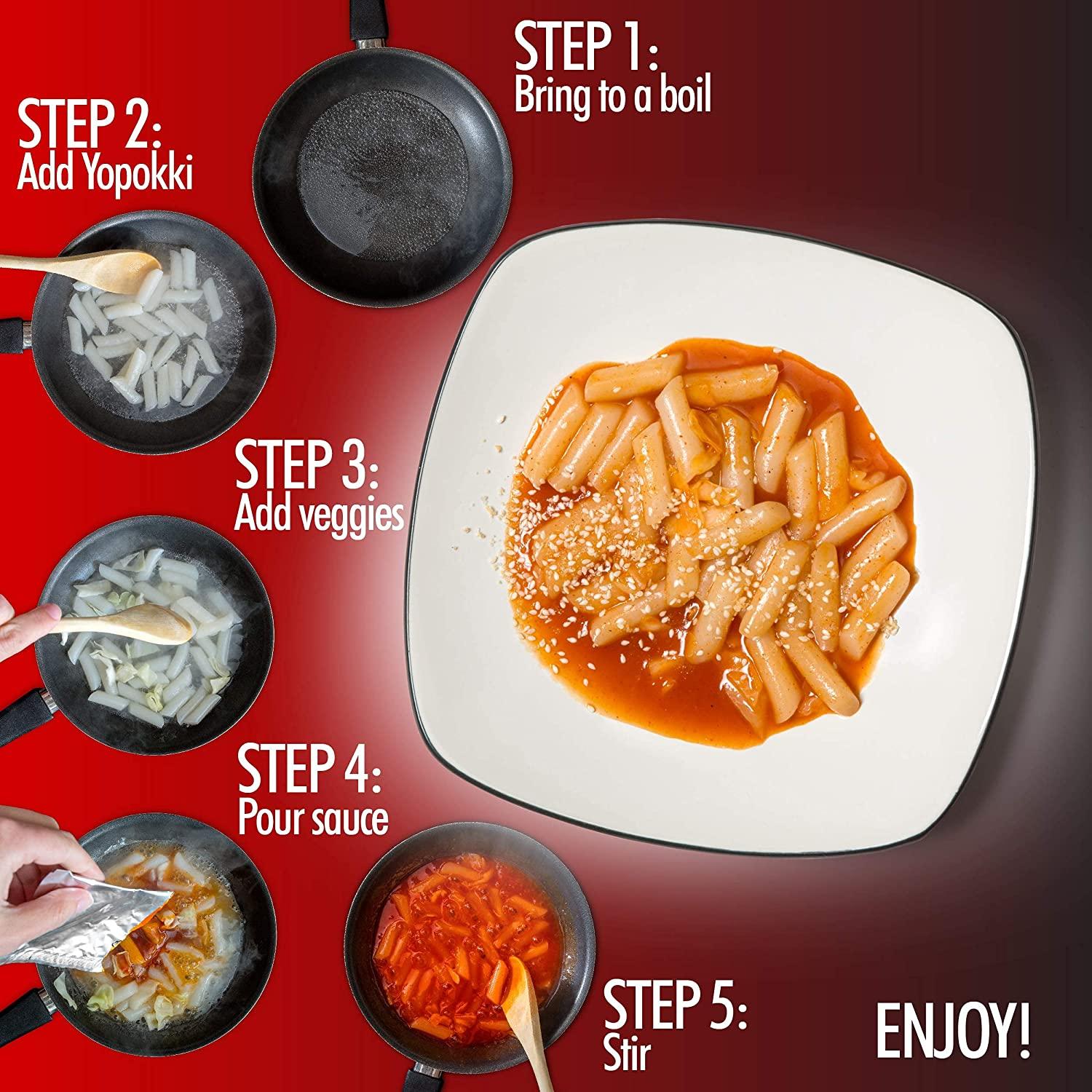 Yopokki Sweet Mild Spicy Tteokbokki Pack - Korean Instant Rice Cake ...