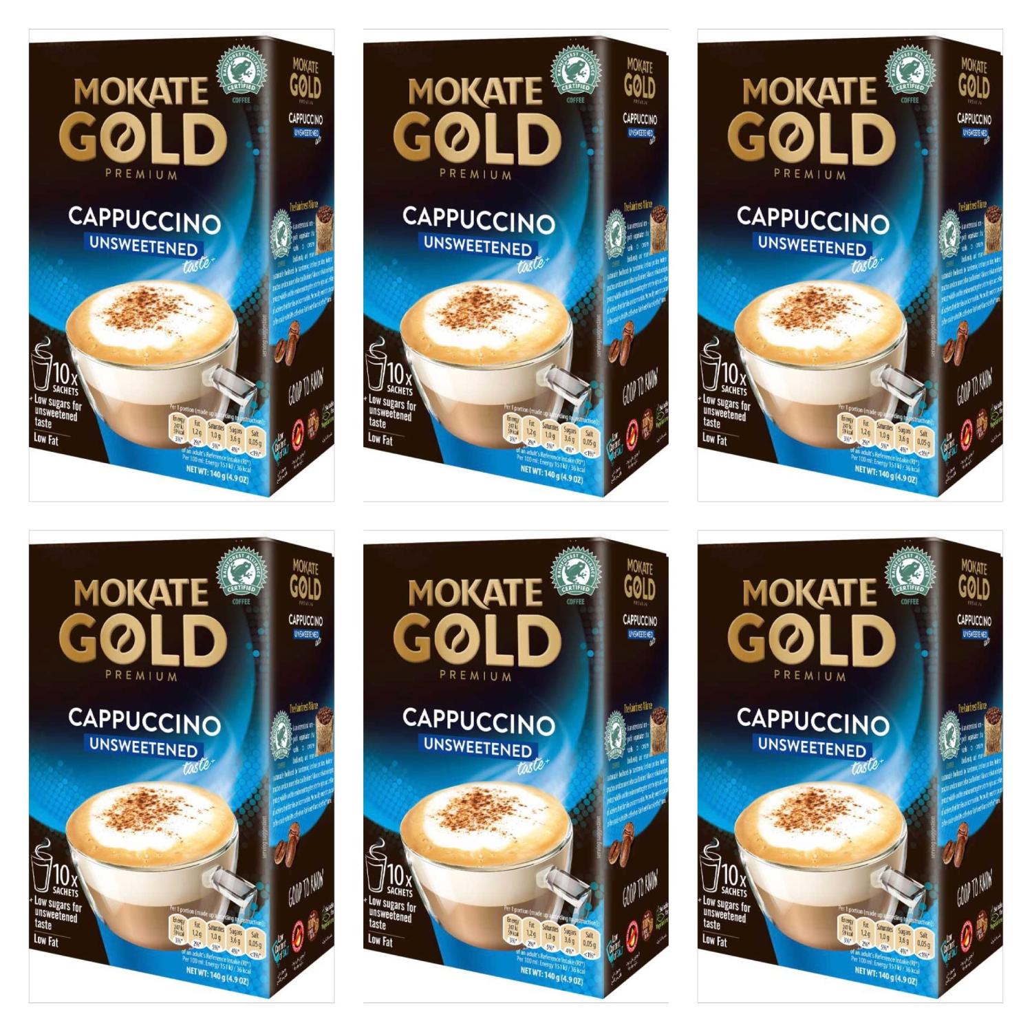 Mokate Gold Premium Cappuccino Unsweetened Flavour Powder 6 Pack x 10 sachets | Buy Now with ...