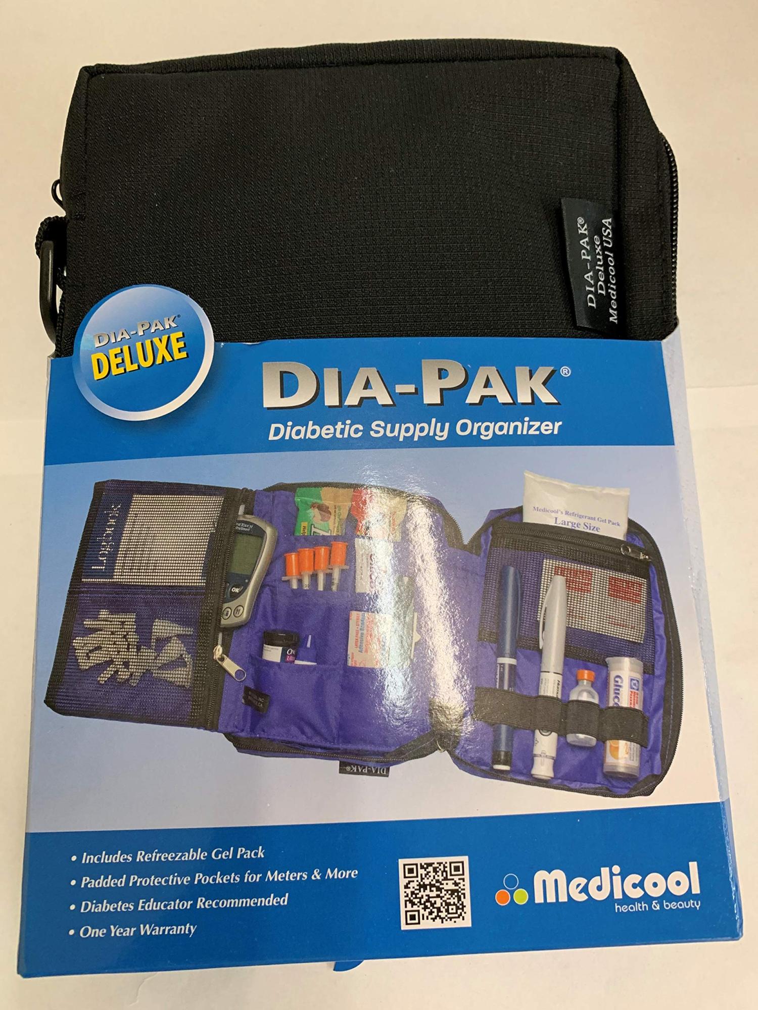 Medicool DIA-PAK Deluxe Diabetic Supply Organizer - Black | Diabetic ...