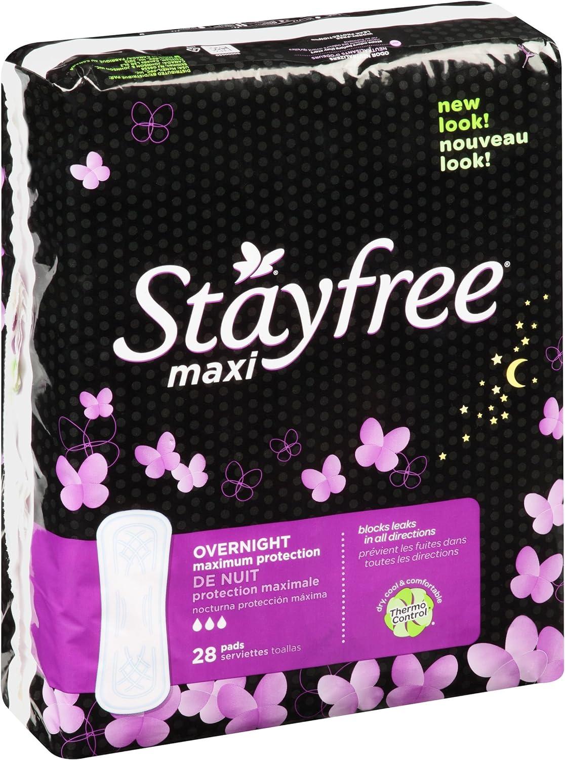 Stayfree Overnight Maxi Pads - 28 ct | Maximum Protection for Ultimate ...