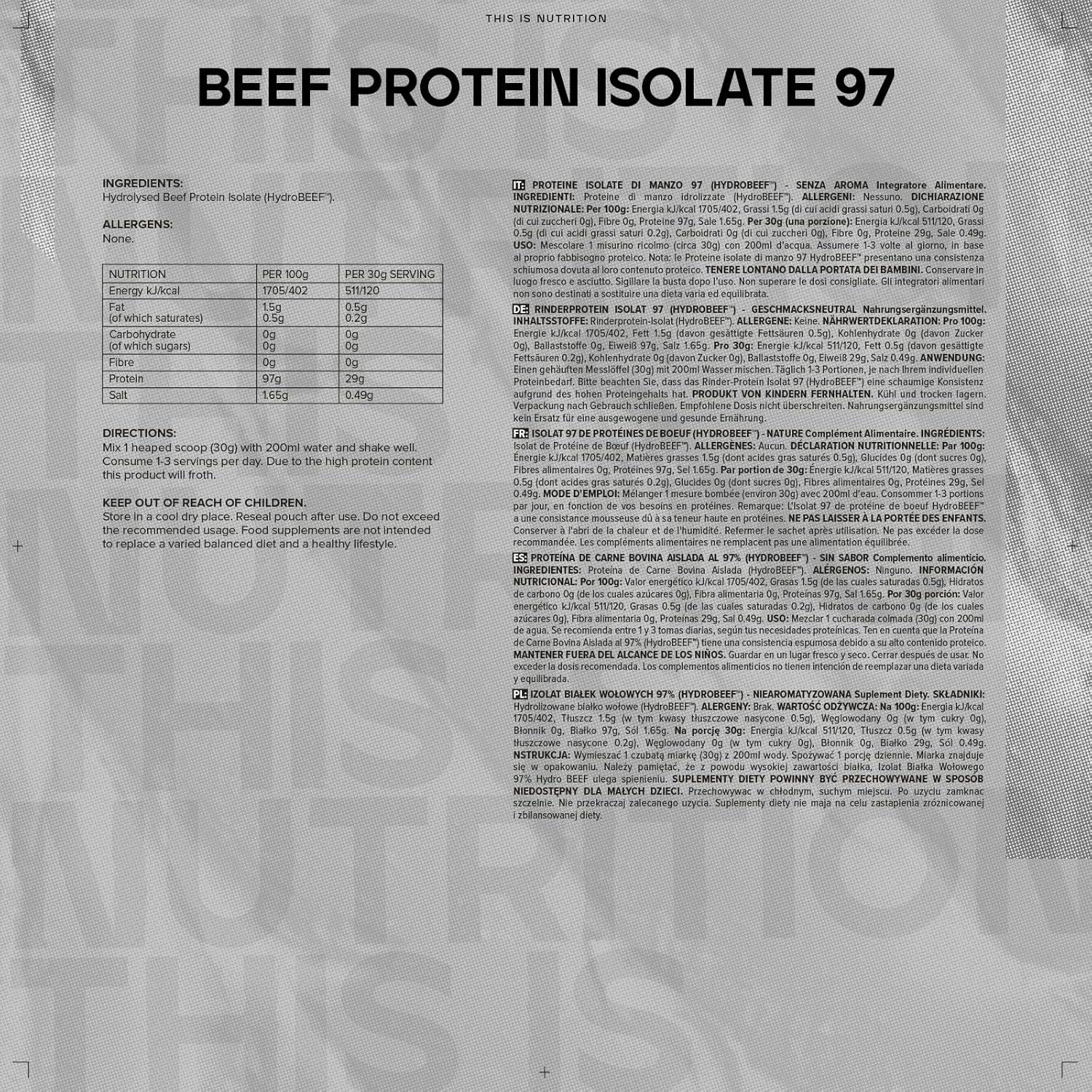 Bulk Beef Protein Isolate 97% | Tasteless Beef Protein Powder 2.5kg ...