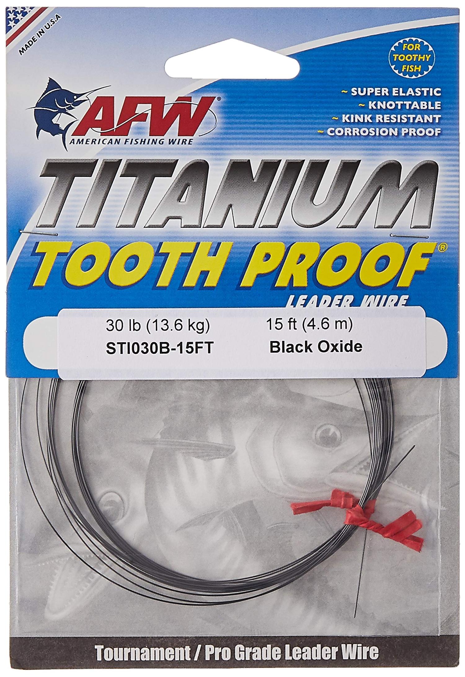 AFW Titanium Tooth Proof Leader Wire Black 15ft - 40lb Test | Single ...