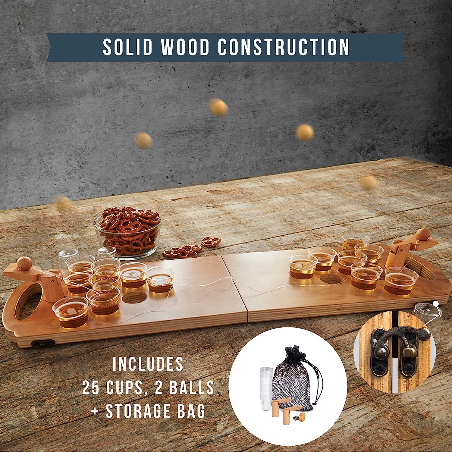 Wooden Drinking Games Set: Basketball, Beer Pong, Bottle Cap - Fun ...
