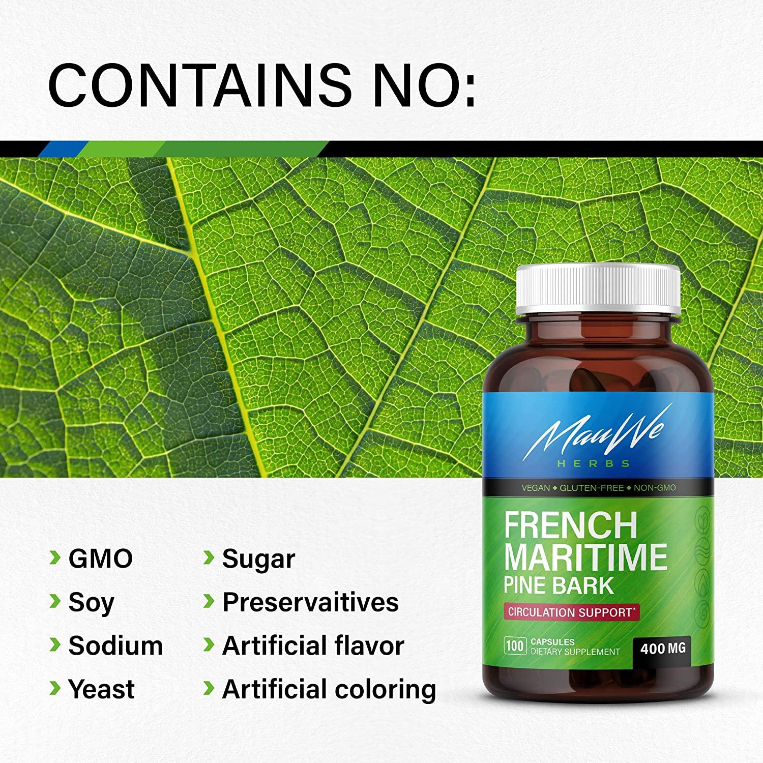French Maritime Pine Bark Extract - 400mg Blood Flow & Heart Health ...